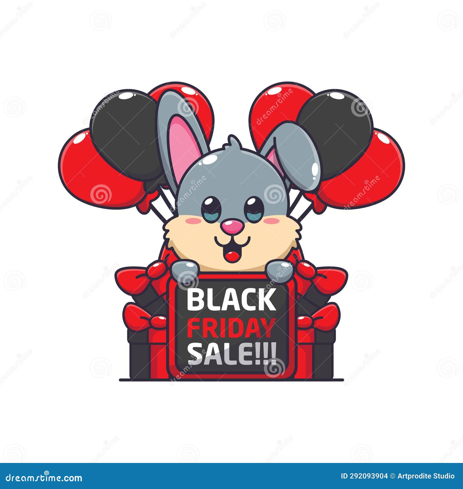 Cute Rabbit Happy in Black Friday Sale Cartoon Vector Illustration ...