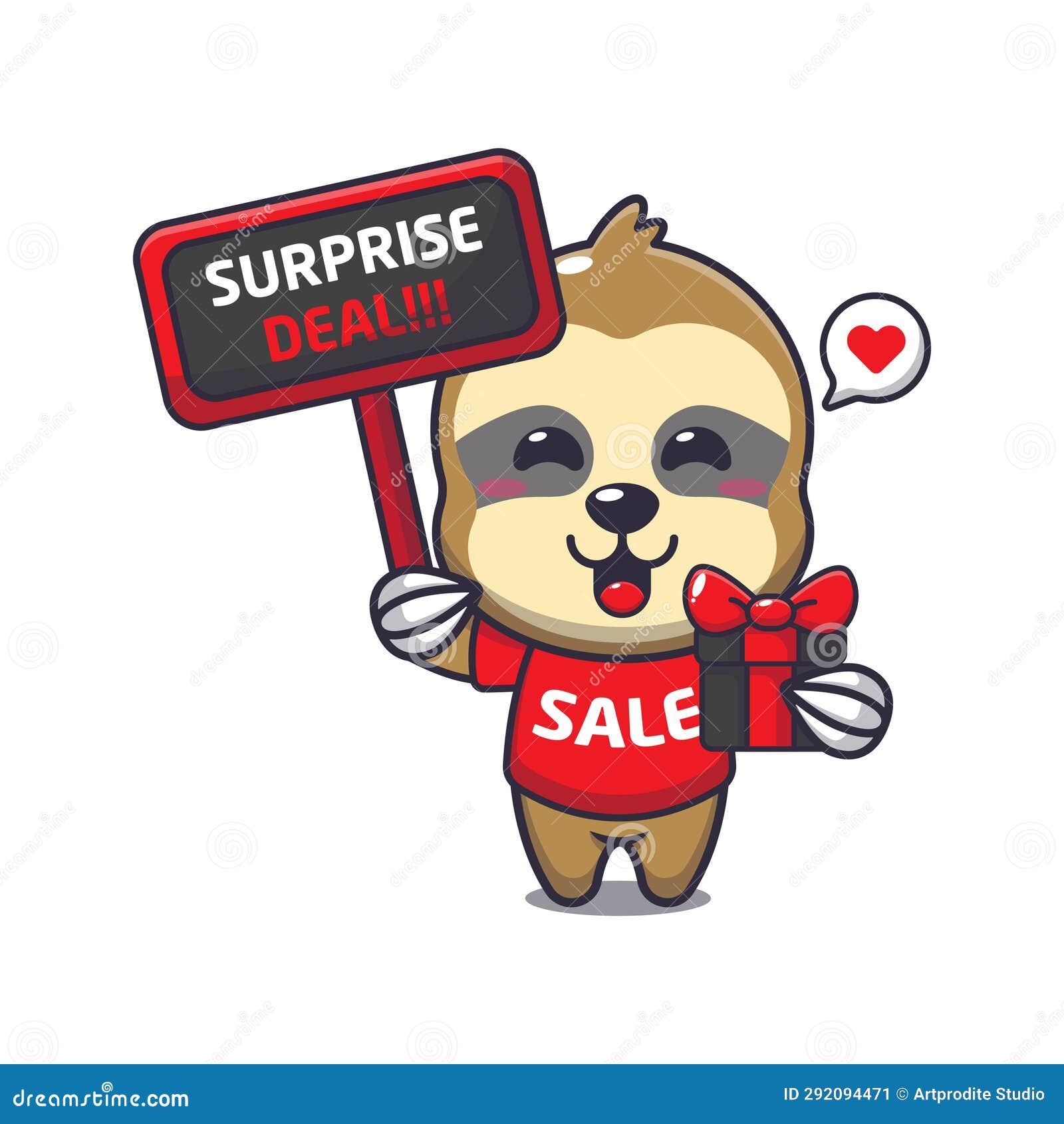 Cute Sloth with Promotion Sign and Gift Box in Black Friday Sale ...