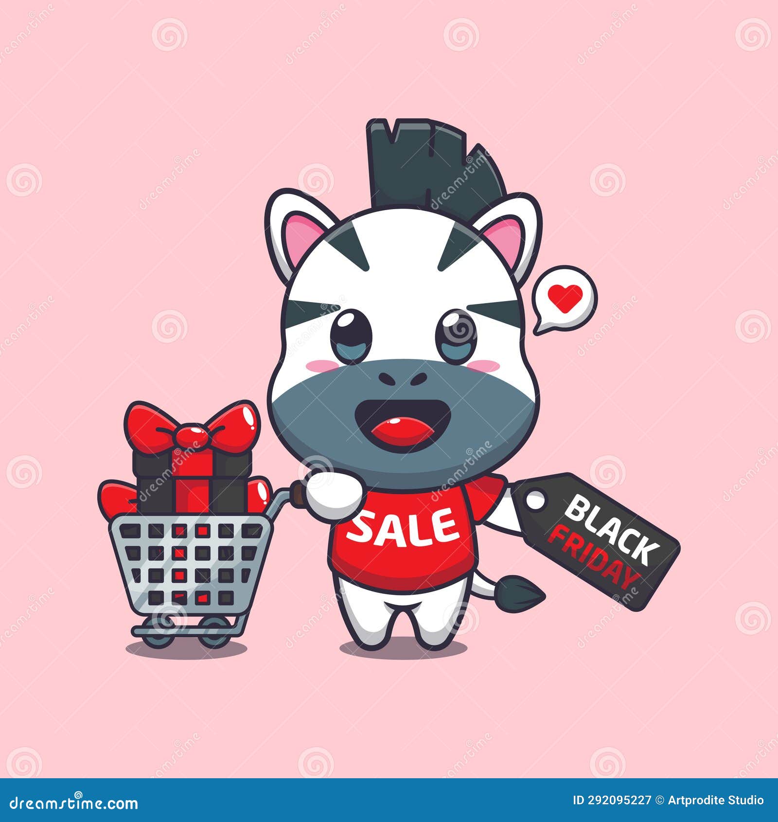 Cute Zebra with Shopping Cart and Discount Coupon Black Friday Sale ...