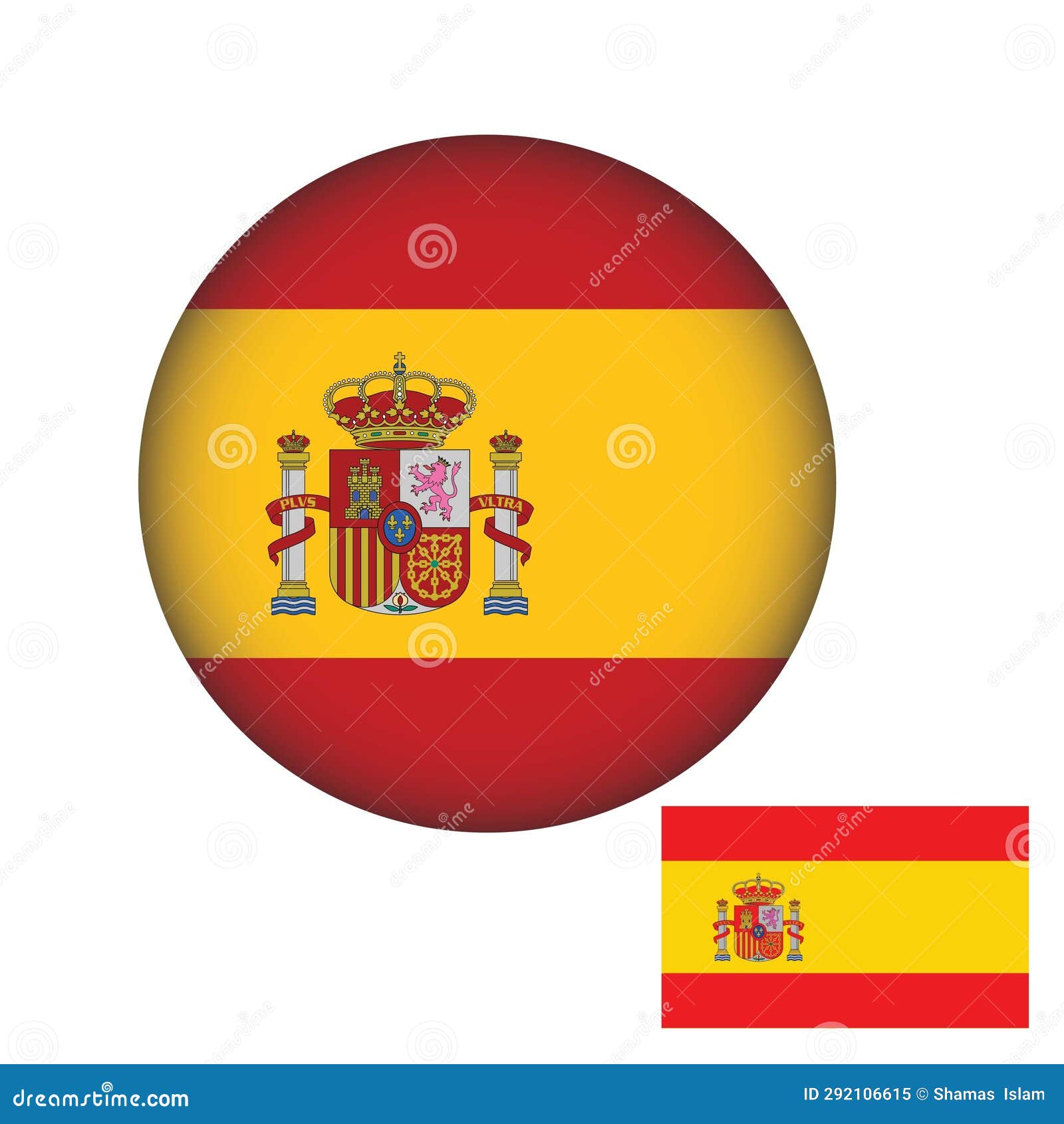 Spain Flag Round Shape Vector Stock Vector - Illustration of paint ...