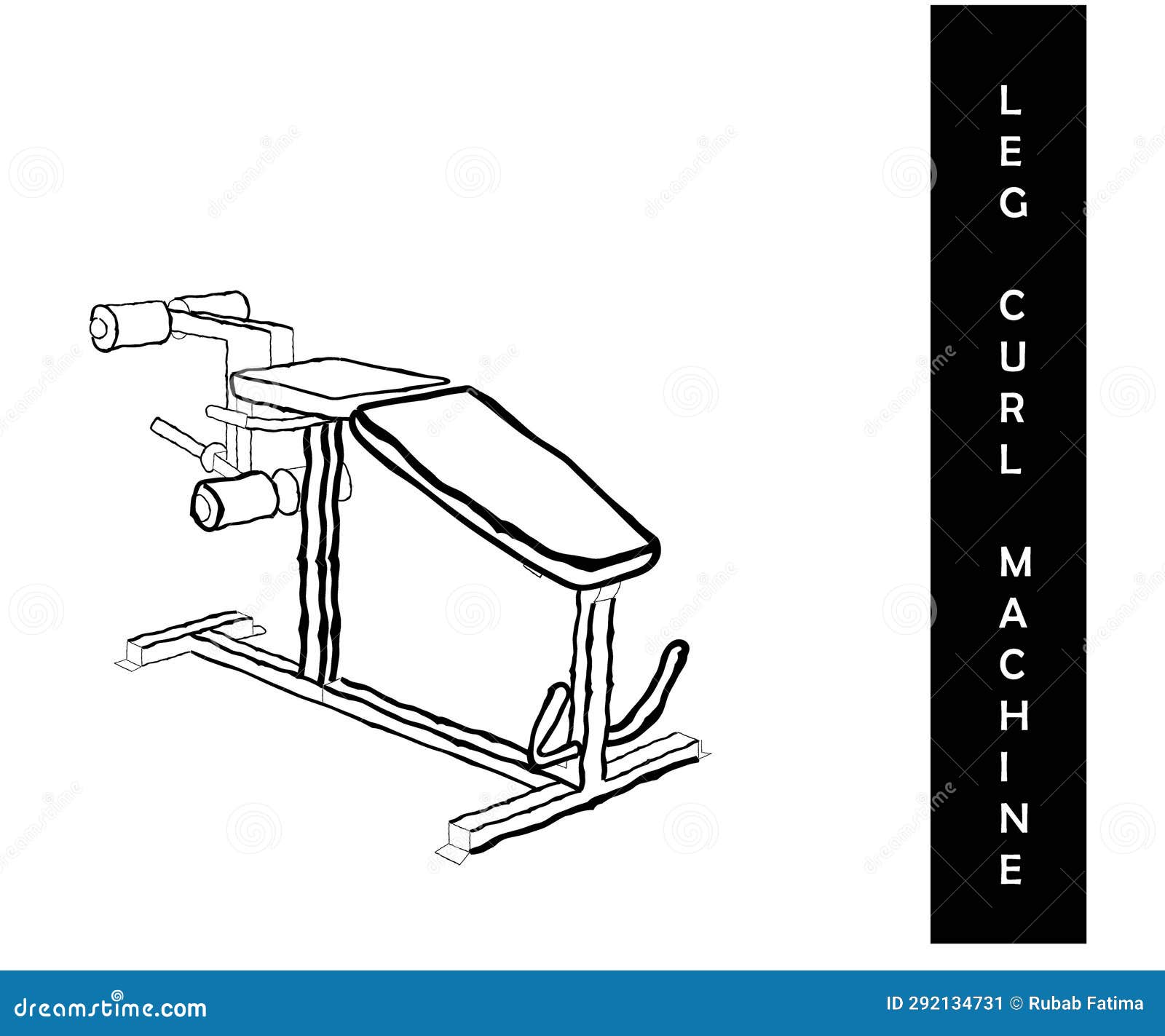 Leg Curl machine stock illustration. Illustration of athletic - 292134731