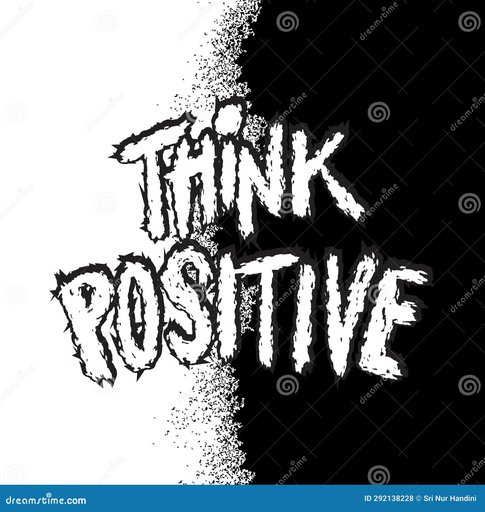 Think Positive, Hand Drawn Motivational Quote. Stock Illustration ...