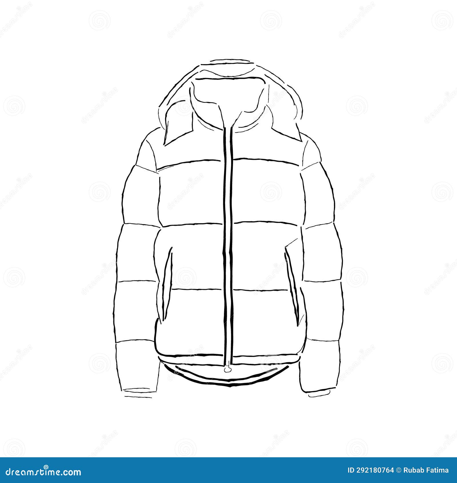 Puffer jacket. stock illustration. Illustration of front - 292180764