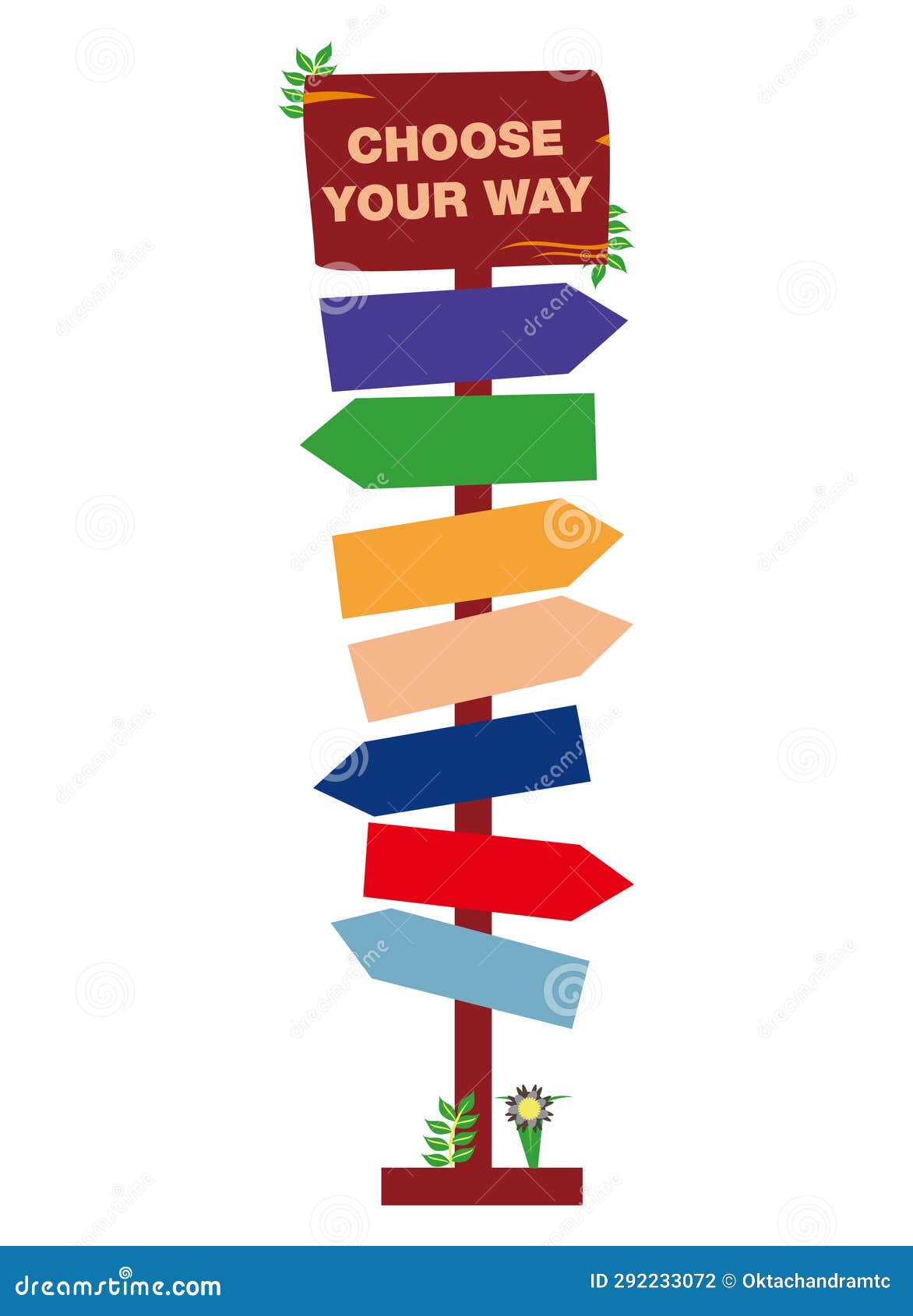 Vector Illustration of a Signpost with the Words Choose Your Way ...
