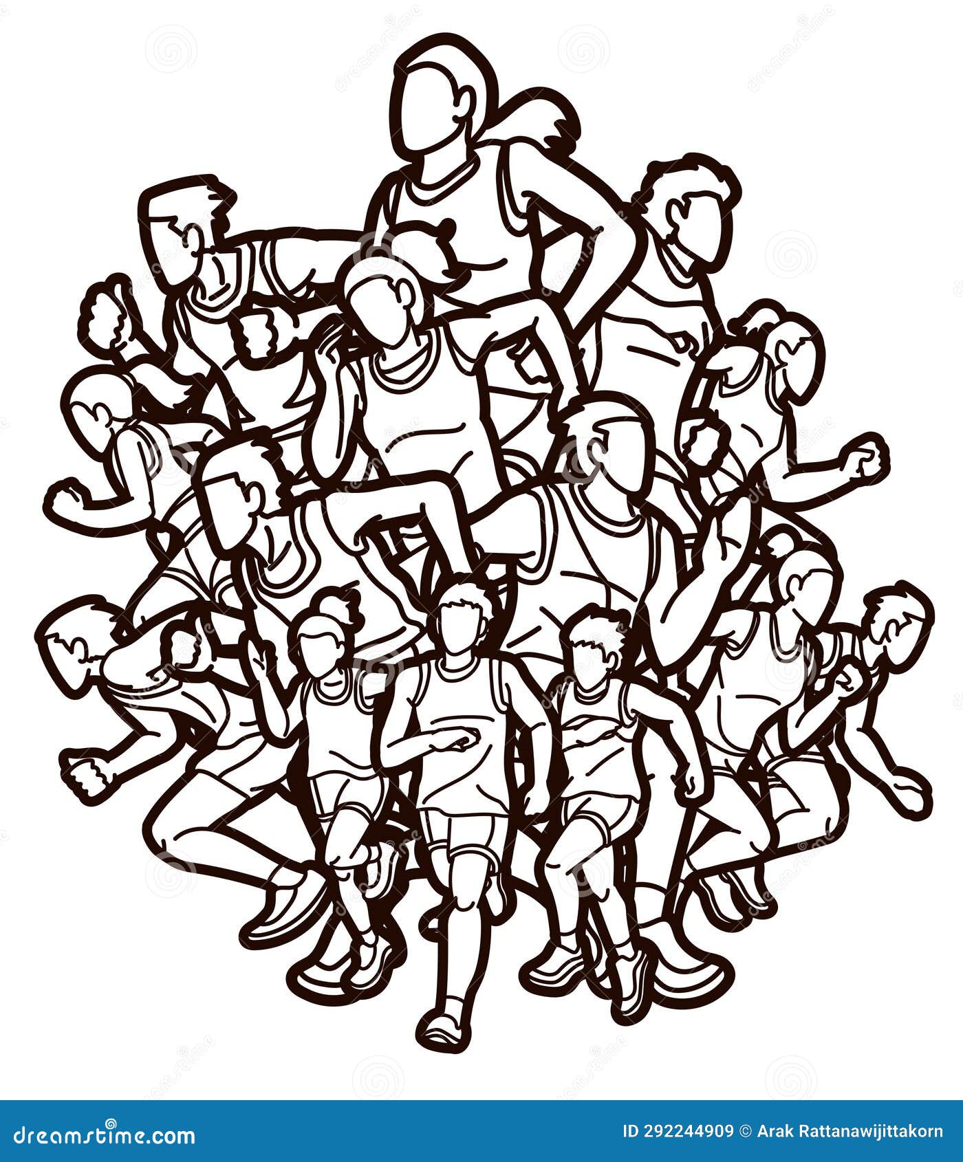 Group of People Running Together Runner Marathon Male and Female Run ...