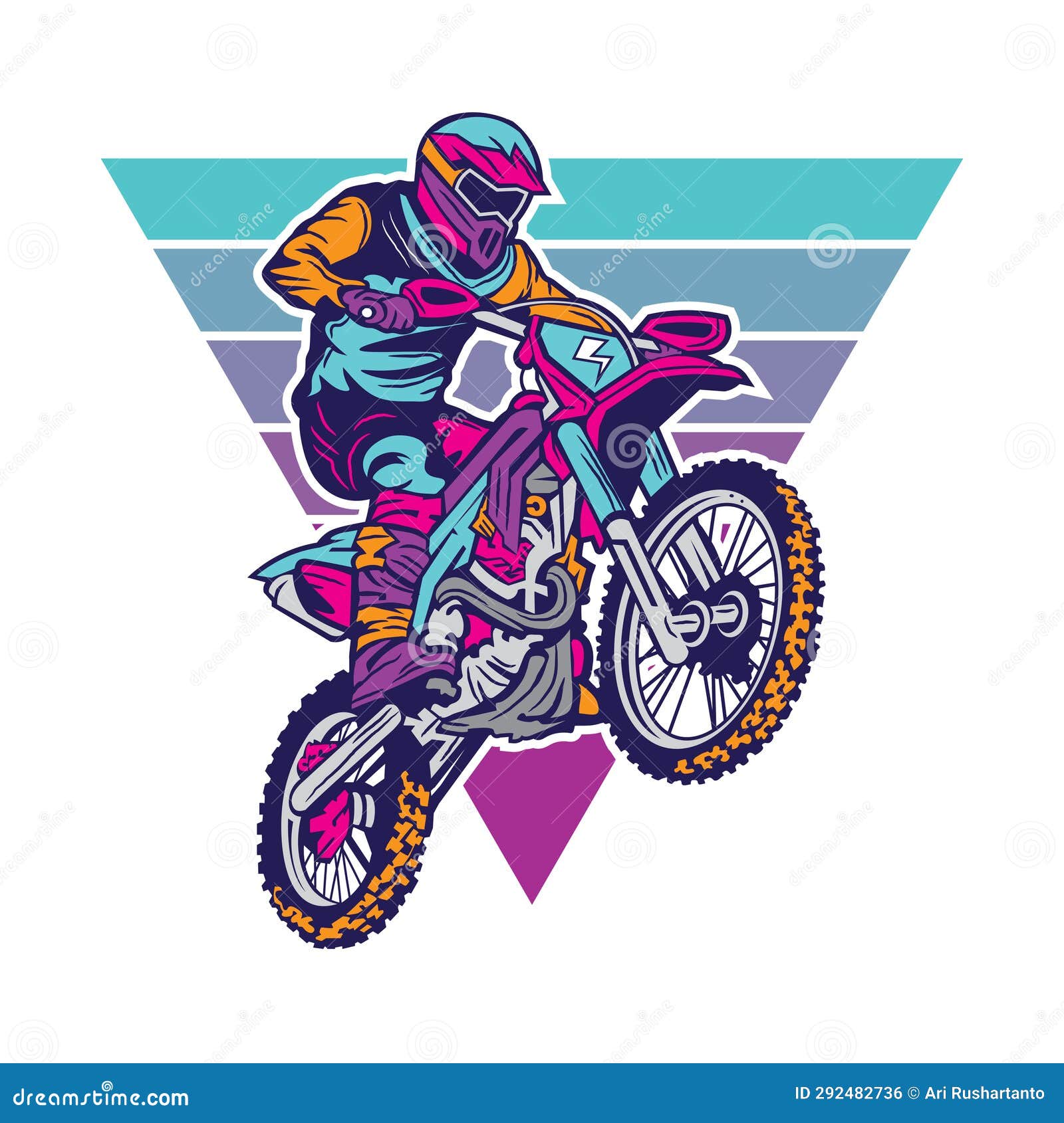 Motocross Enduro Racer Cartoon Vector | CartoonDealer.com #83272463