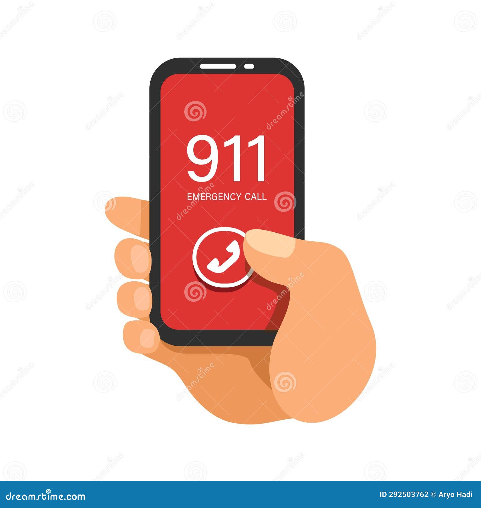 911 Emergency Call on Smartphone Symbol Cartoon Illustration Vector ...