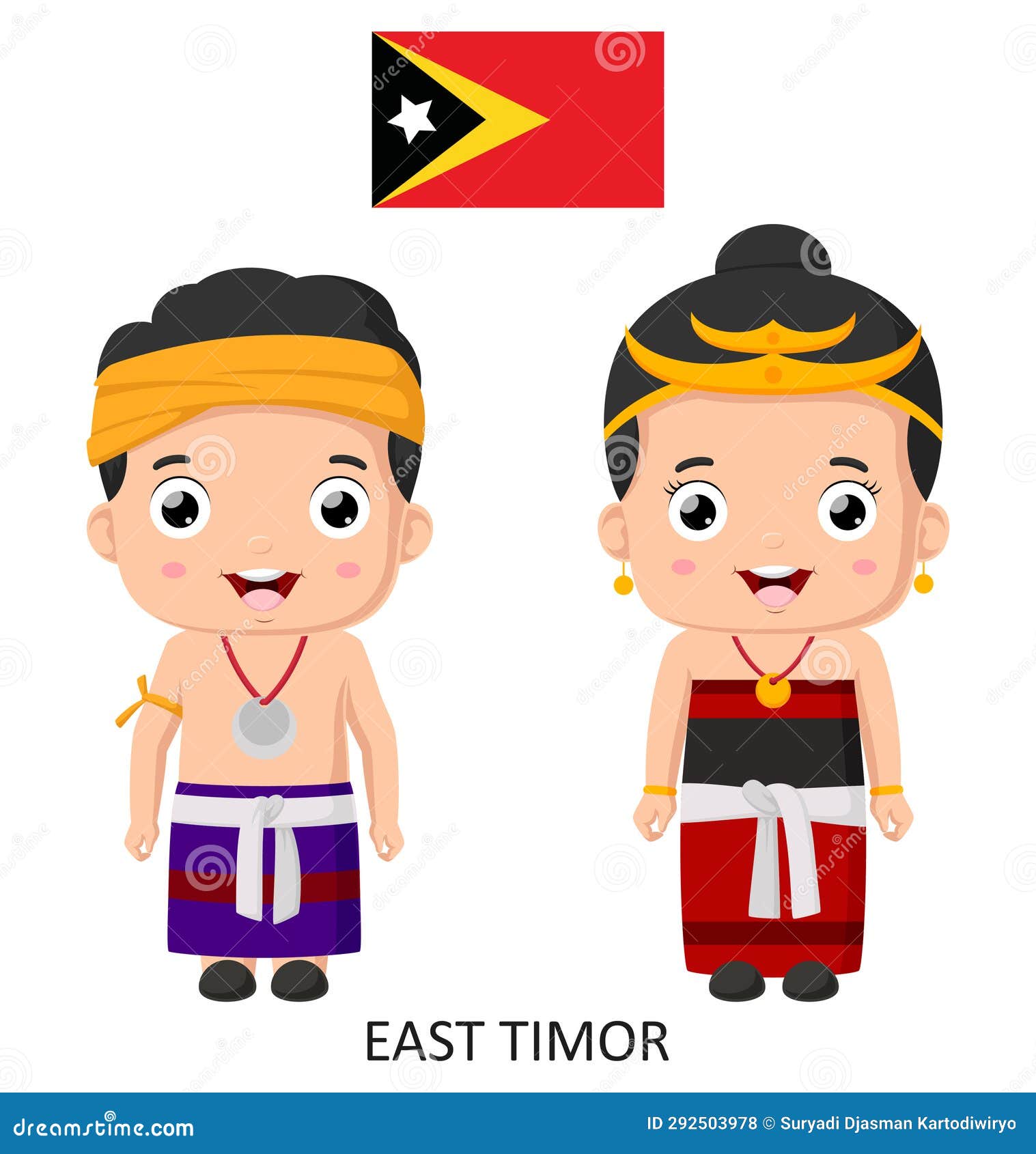 Cute Timor Leste Boy and Girl in National Clothes Stock Vector ...