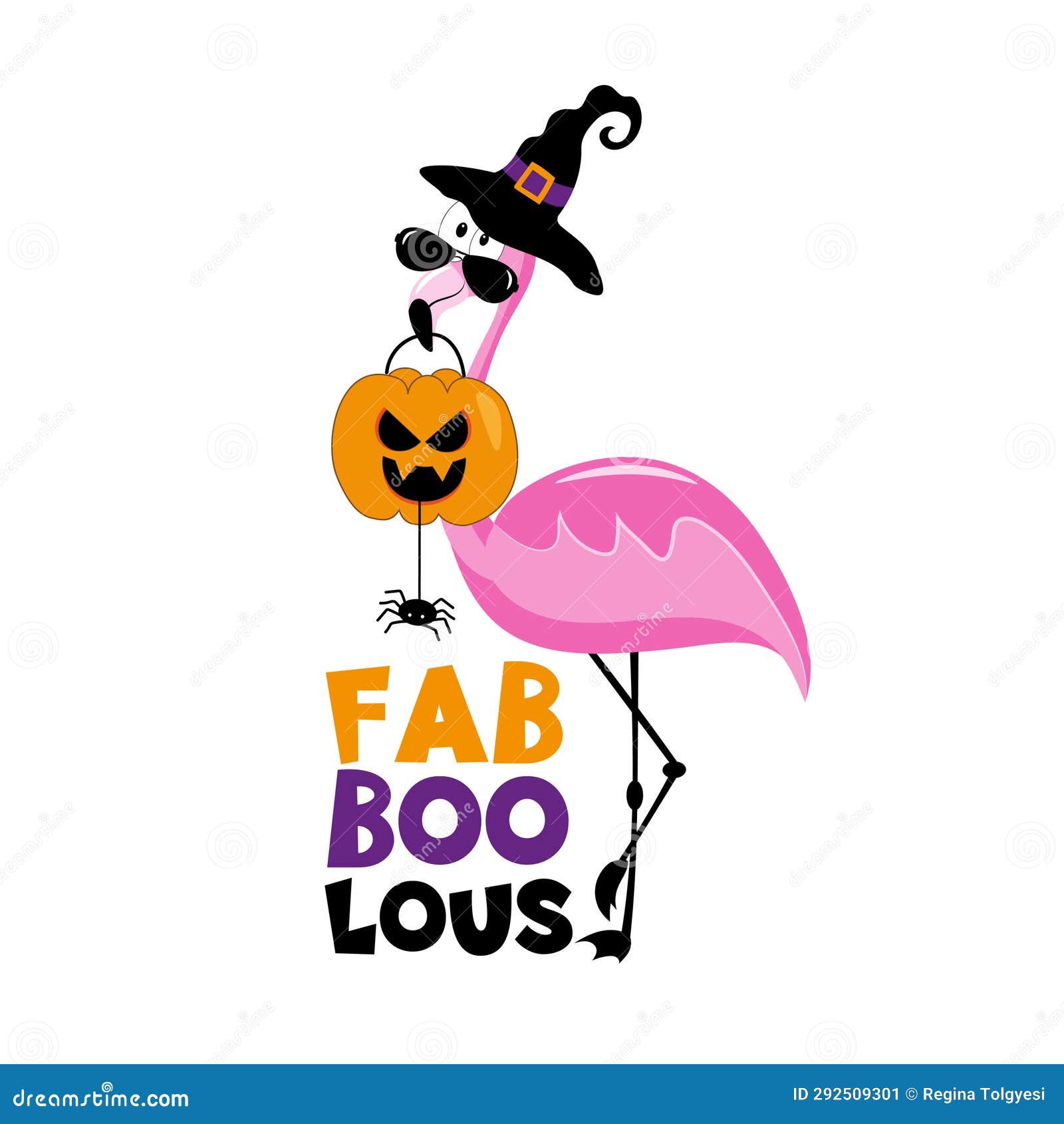 Fab Boo Lous - Funny Flamingo In Witch Hat And With Candy, Jack O ...