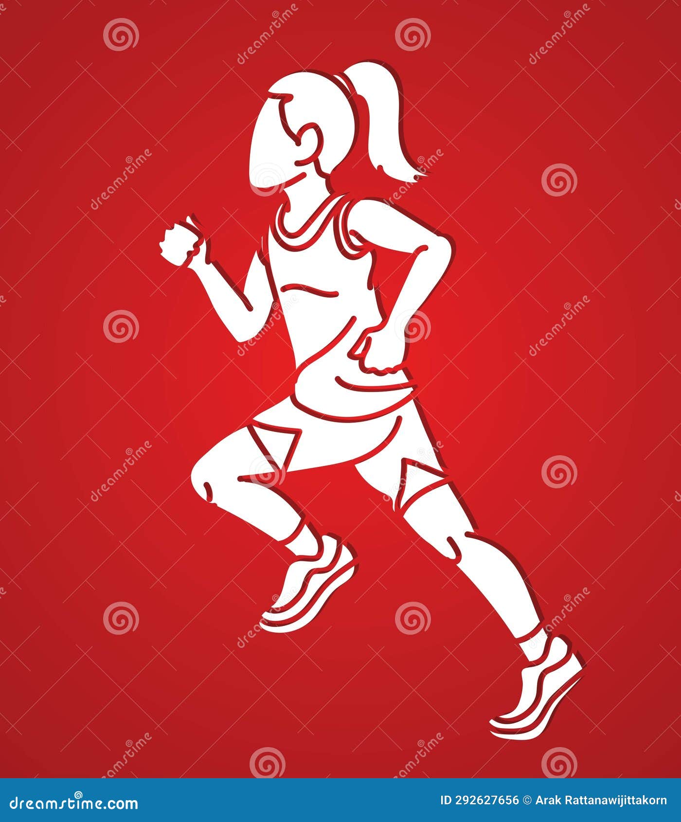 A Girl Start Running Action Sport Graphic Vector Stock Vector ...