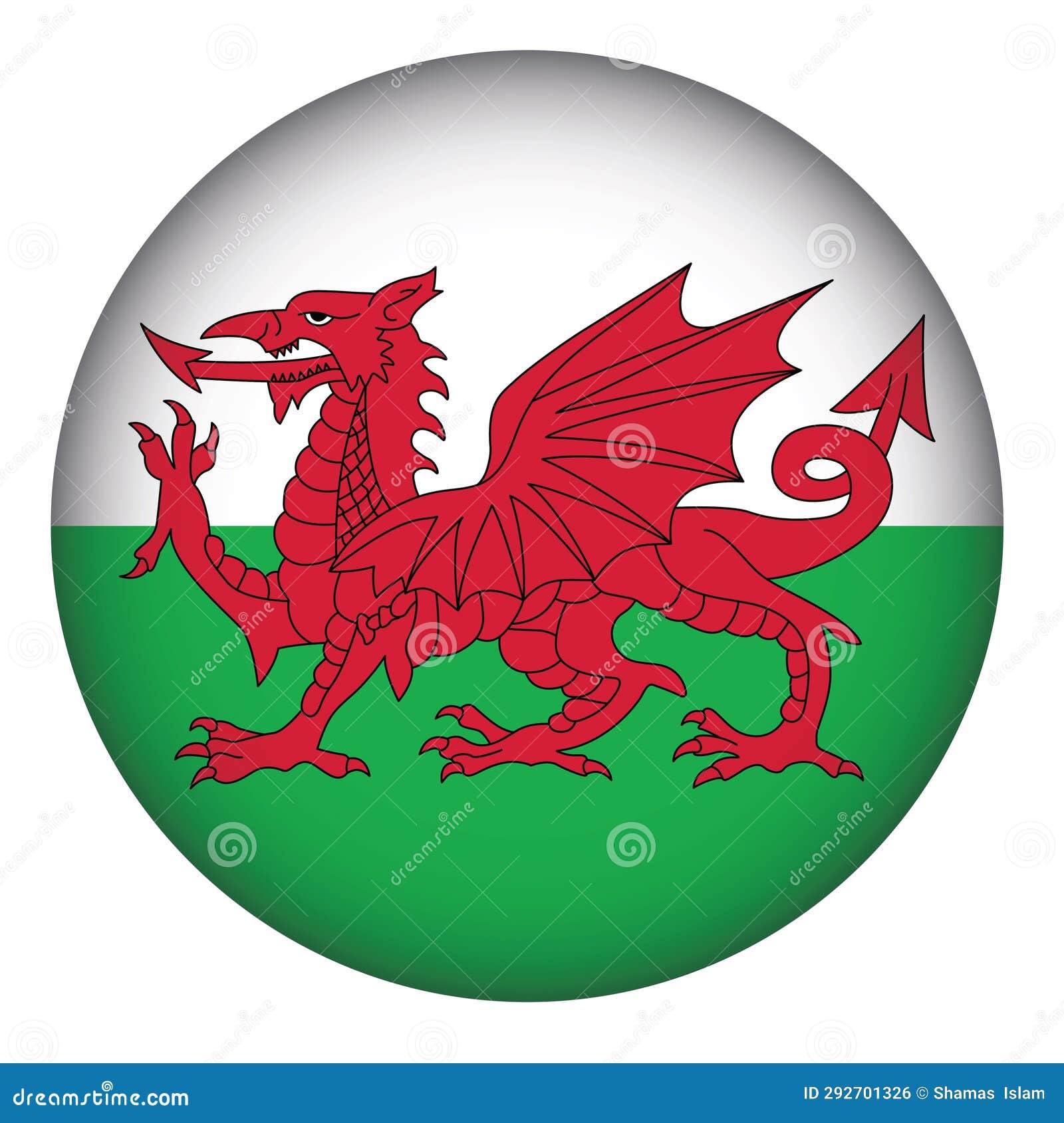 Wales Flag Round Shape Vector Stock Vector - Illustration of grungy ...