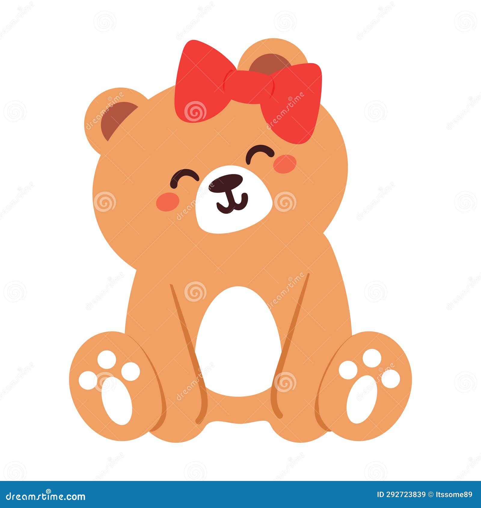Hand Drawing Cartoon Bear Wearing Red Ribbon Stock Vector ...