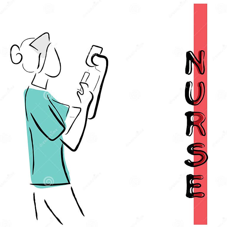 Nurse line art stock illustration. Illustration of young - 292724769