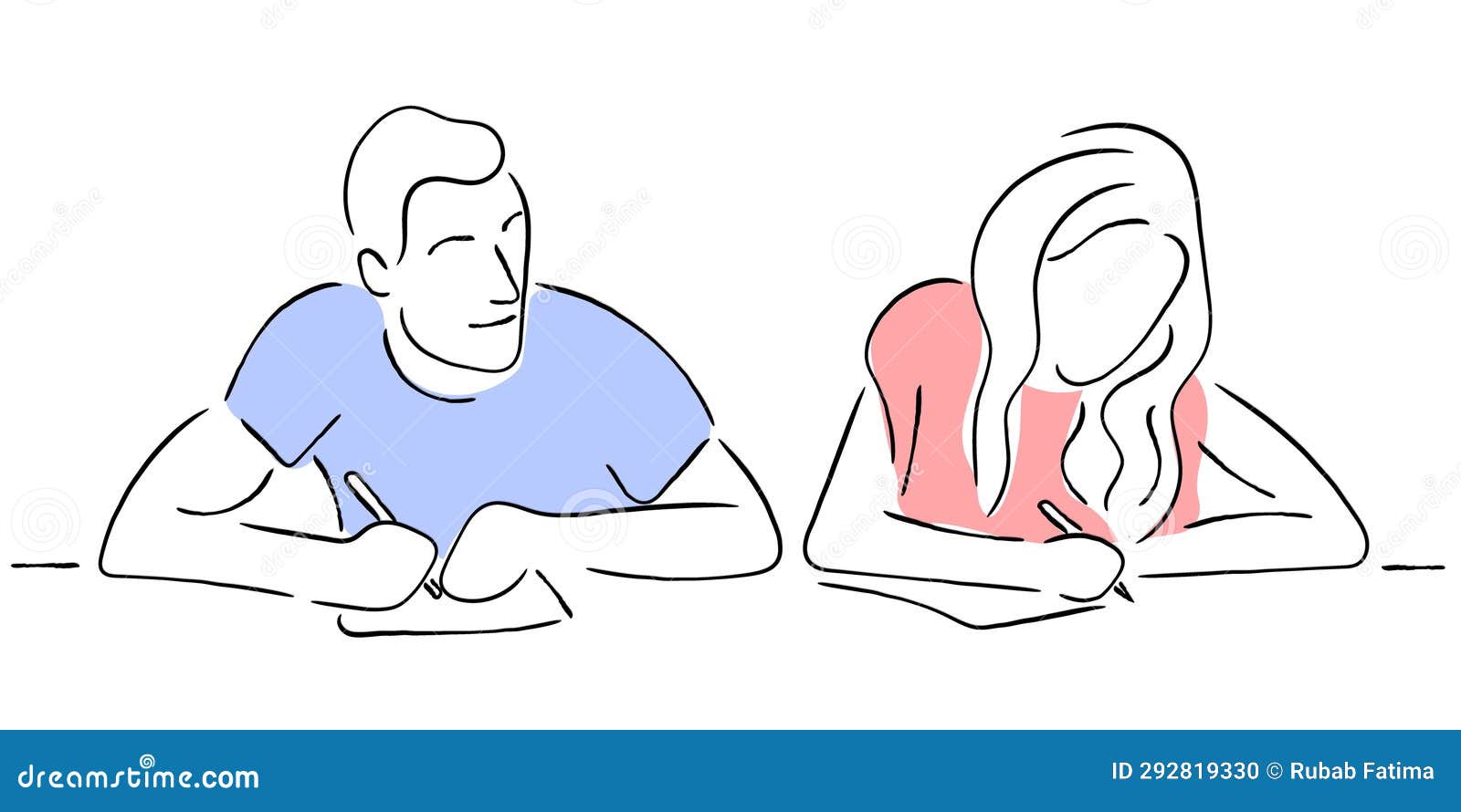 Student Copying During Examination At School, Vector Cartoon Stick ...