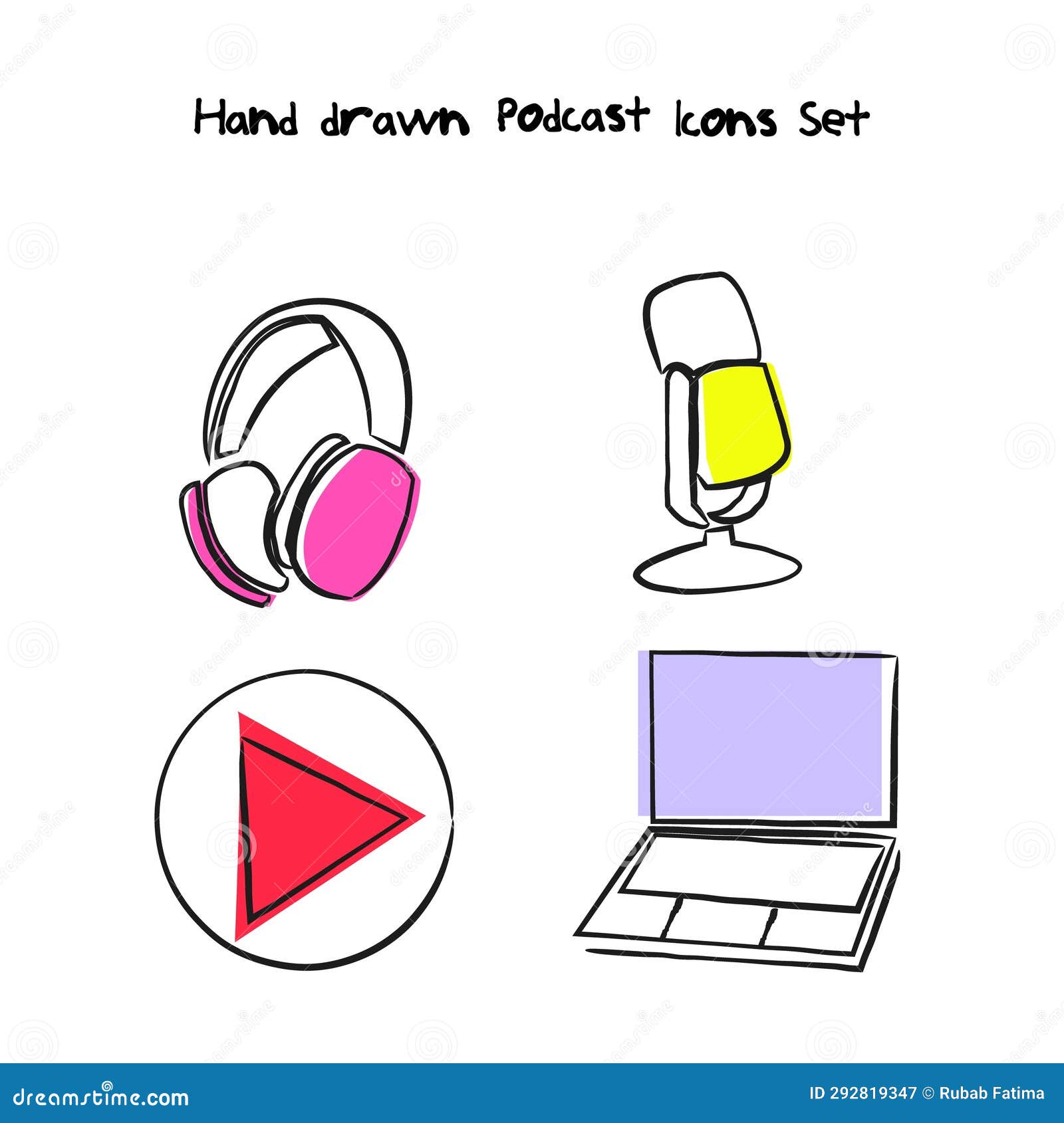 Podcast icons set. stock illustration. Illustration of entertainment ...