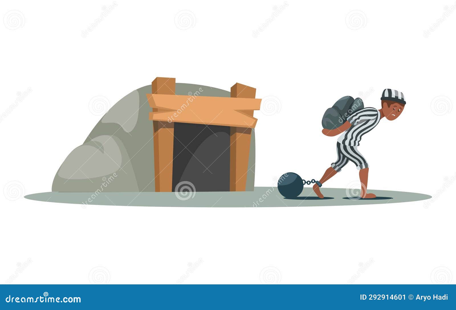 Prison Labor Work in Mining Cartoon Illustration Vector Stock ...