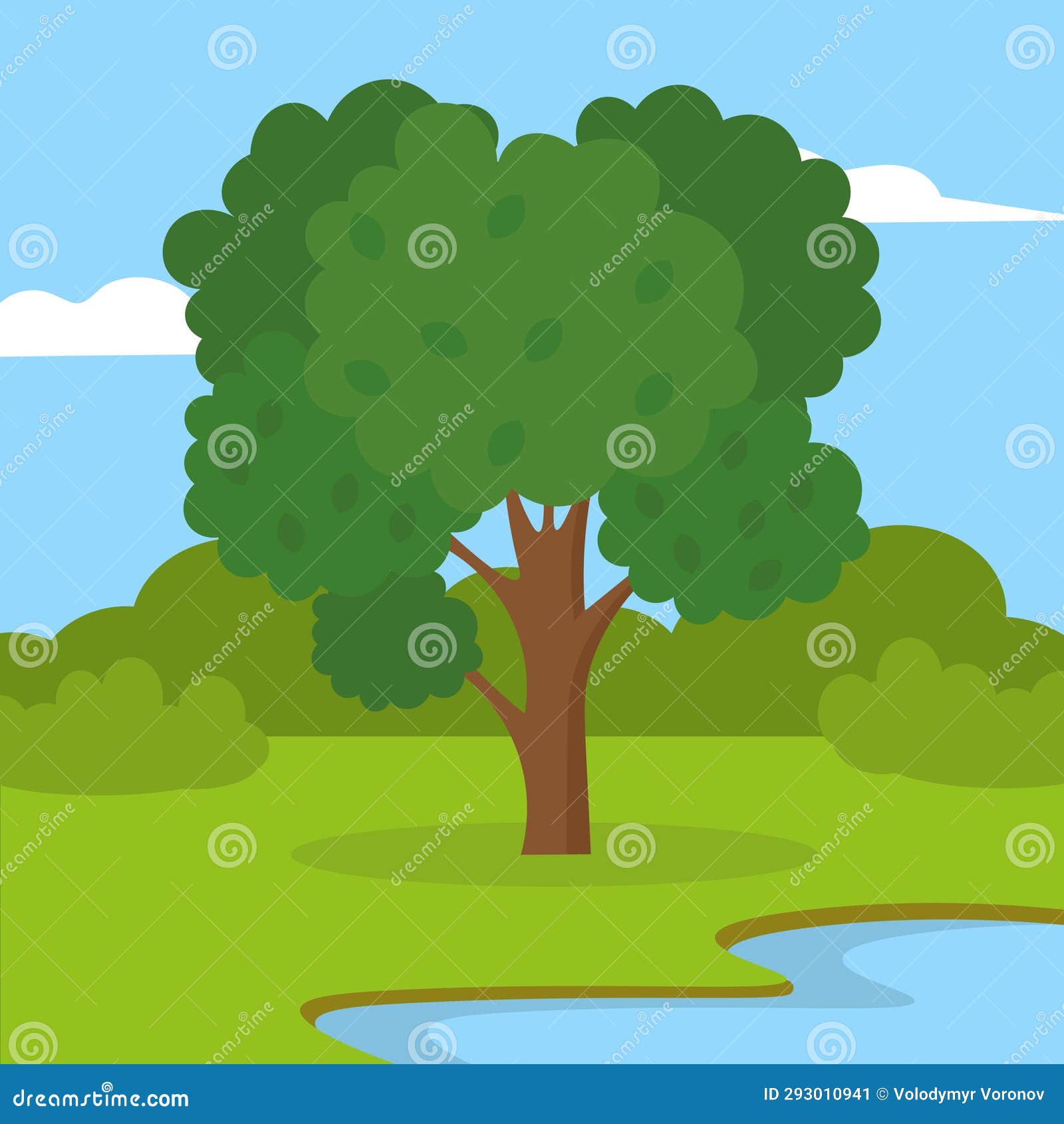 Tree in the Park. Forest Landscape. Stock Vector - Illustration of ...