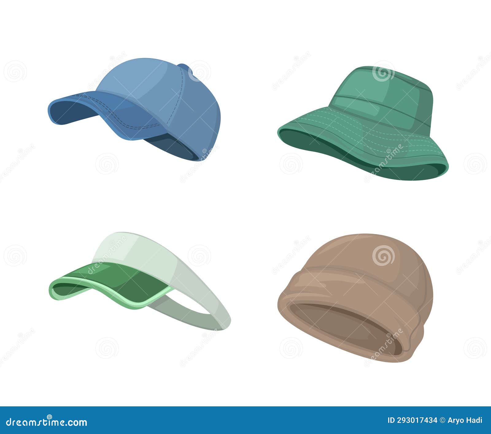 Caps Sport and Casual Collection Set Cartoon Illustration Vector Stock ...