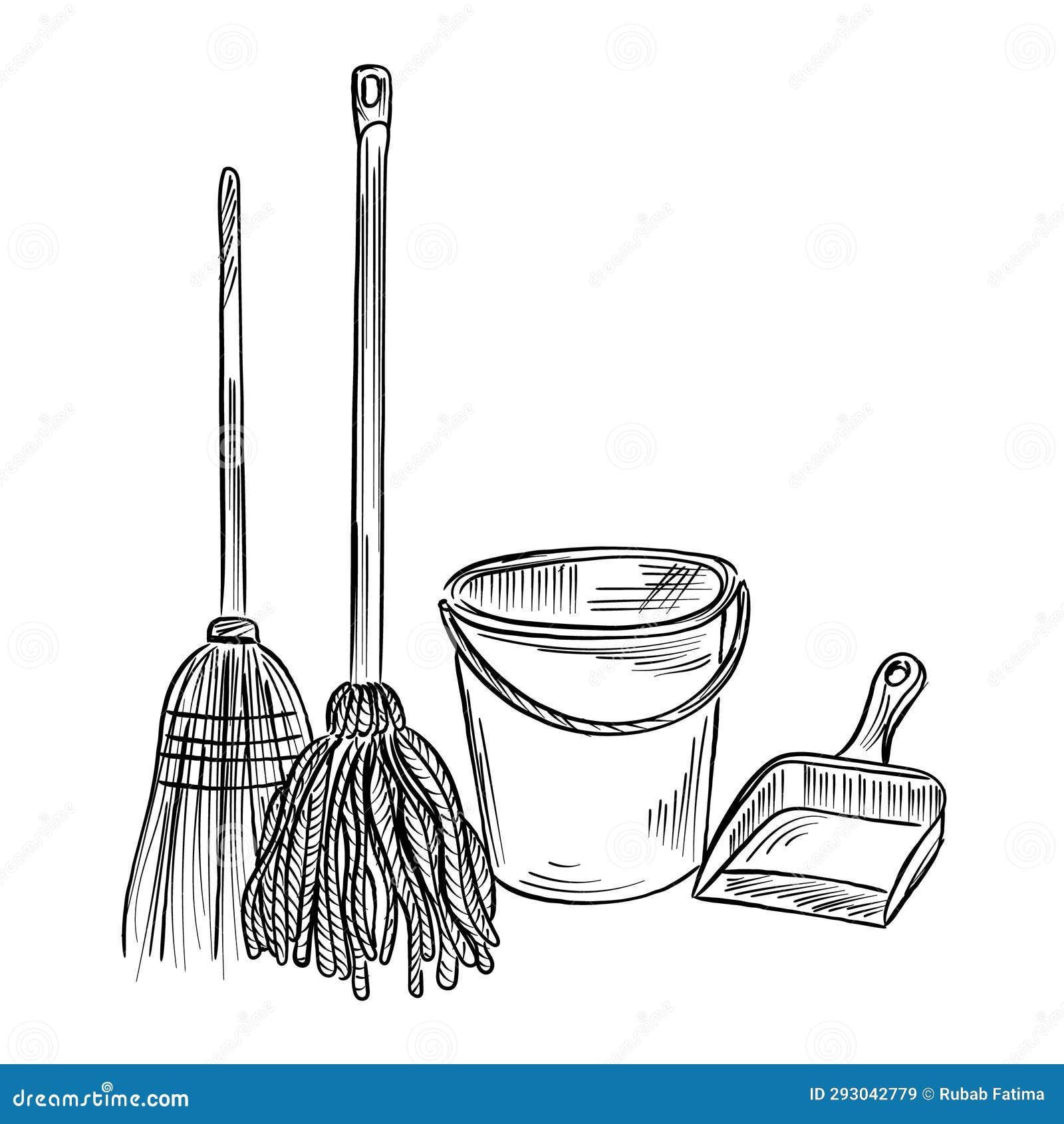 Sketch of sweeping set stock illustration. Illustration of hygiene ...