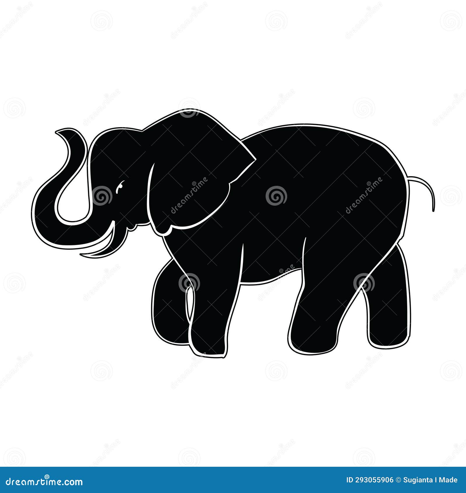 Hand Drawing Style of Elephant Icon Vector Stock Vector - Illustration ...
