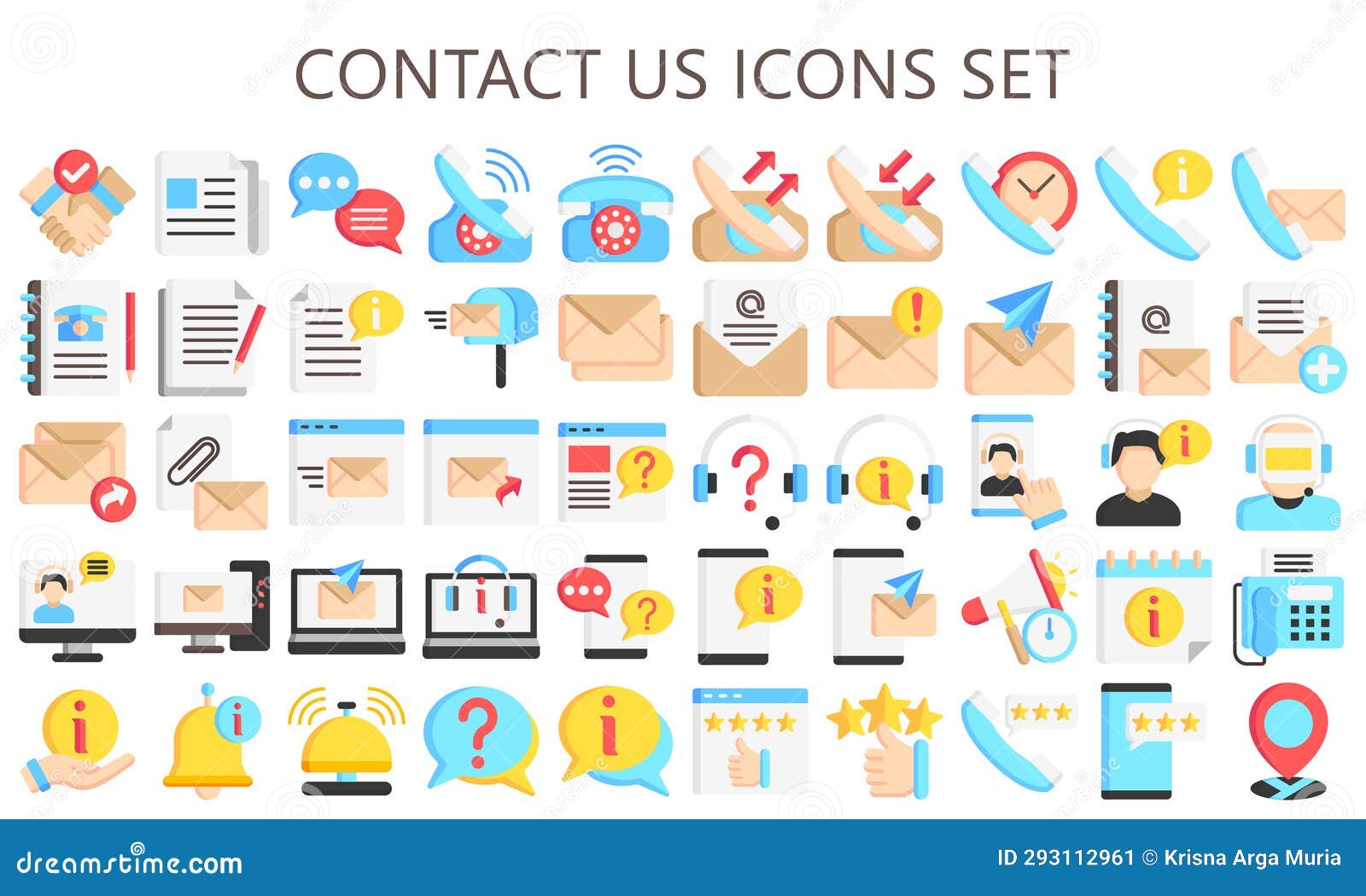 Contact Us and User Interface Multi Color Icons Pack Stock Vector ...