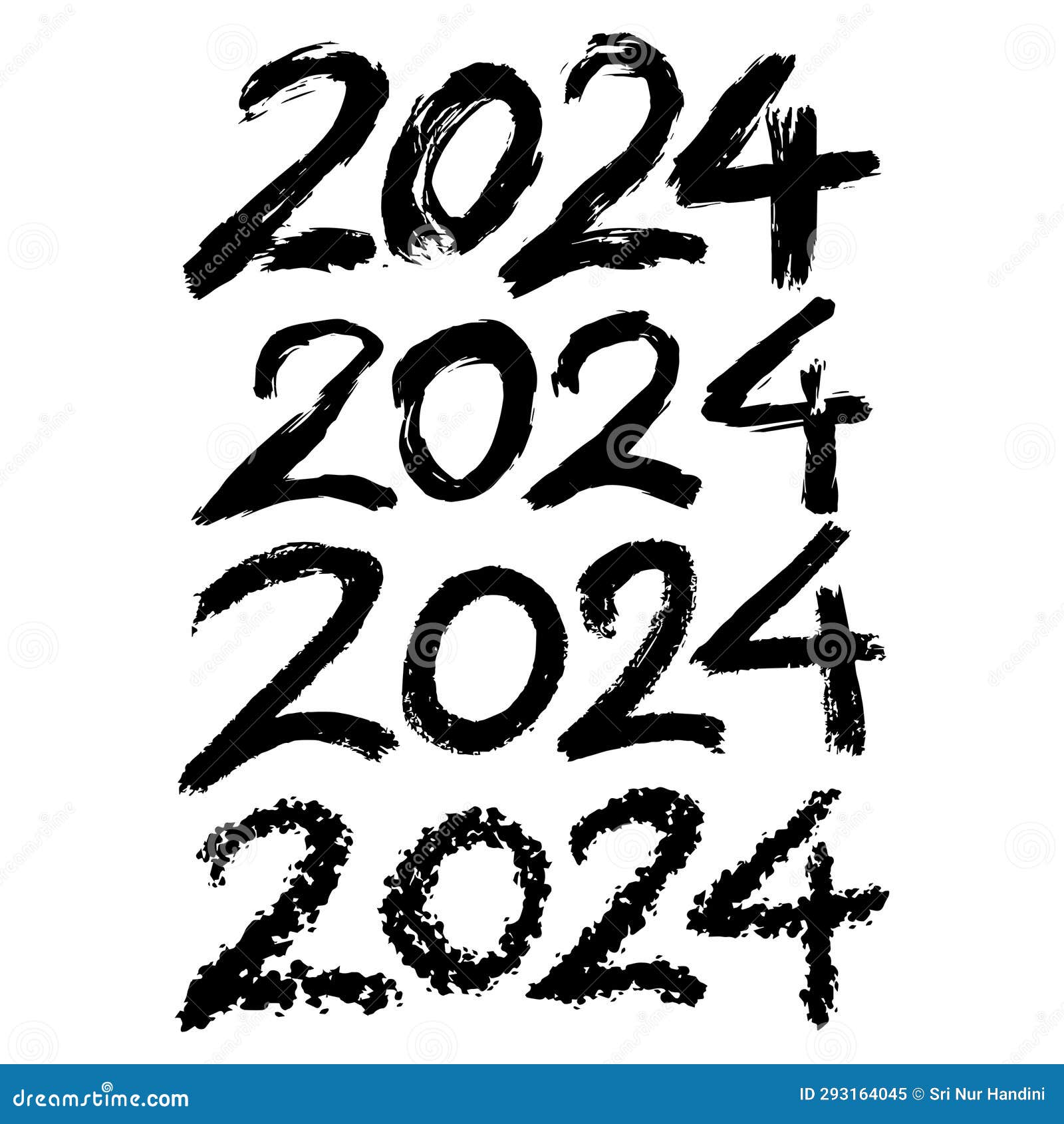 Collection of 2024 Number. Set Hand Drawn 2024 Stock Vector ...