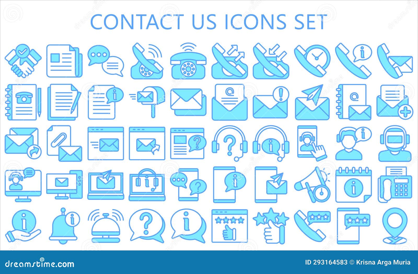 Ccontact Us Blue Color Icons Pack Stock Vector - Illustration of ...