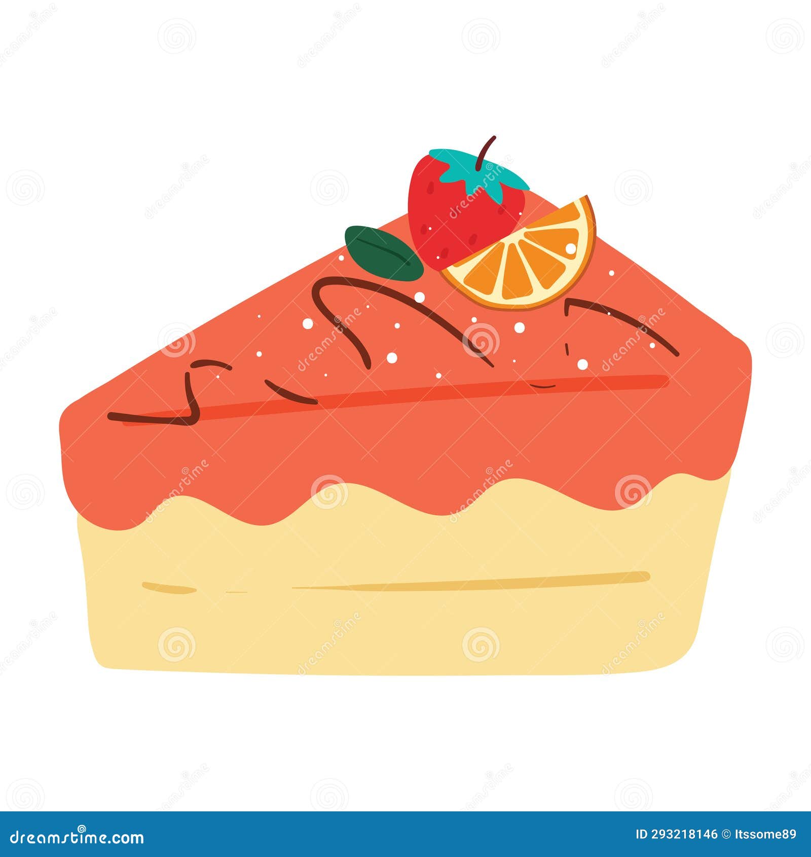 Hand Drawing Cartoon Strawberry Cake Stock Vector - Illustration of ...