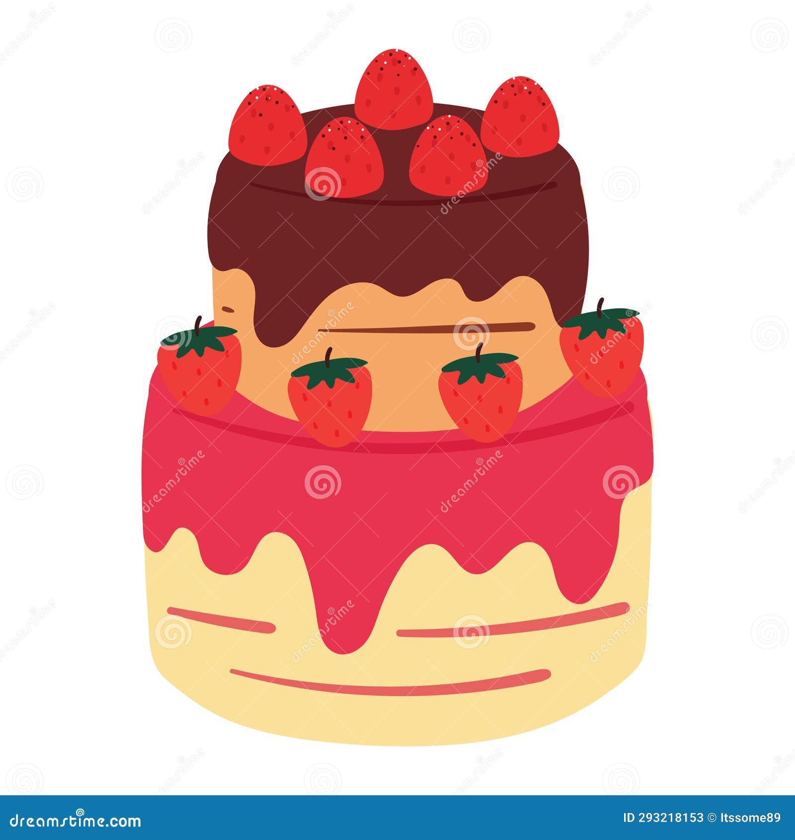 Hand Drawing Cartoon Chocolate Cake Stock Vector - Illustration of ...