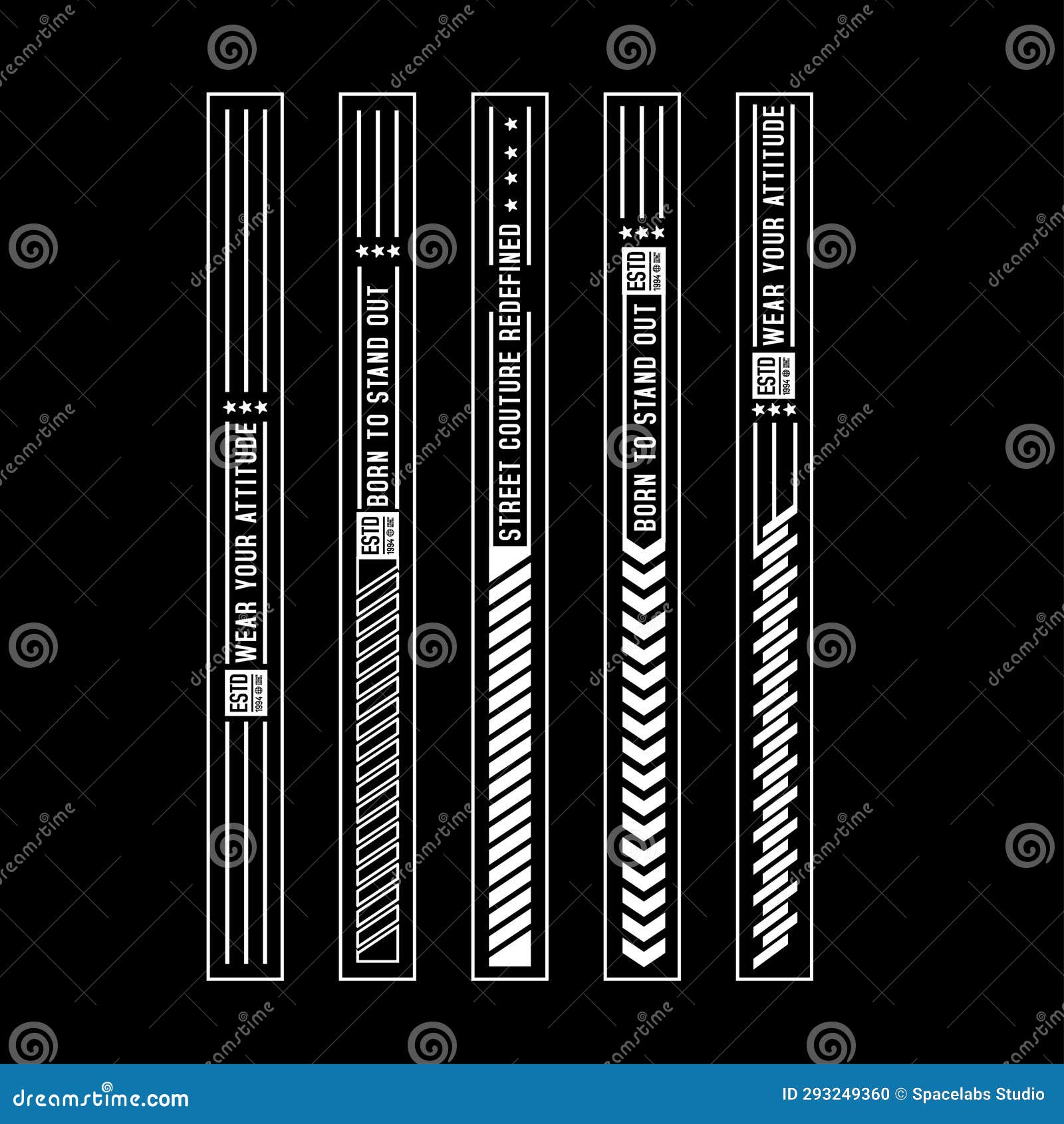 Streetwear Graphic Stripe Tee Design Templates Stock Vector ...