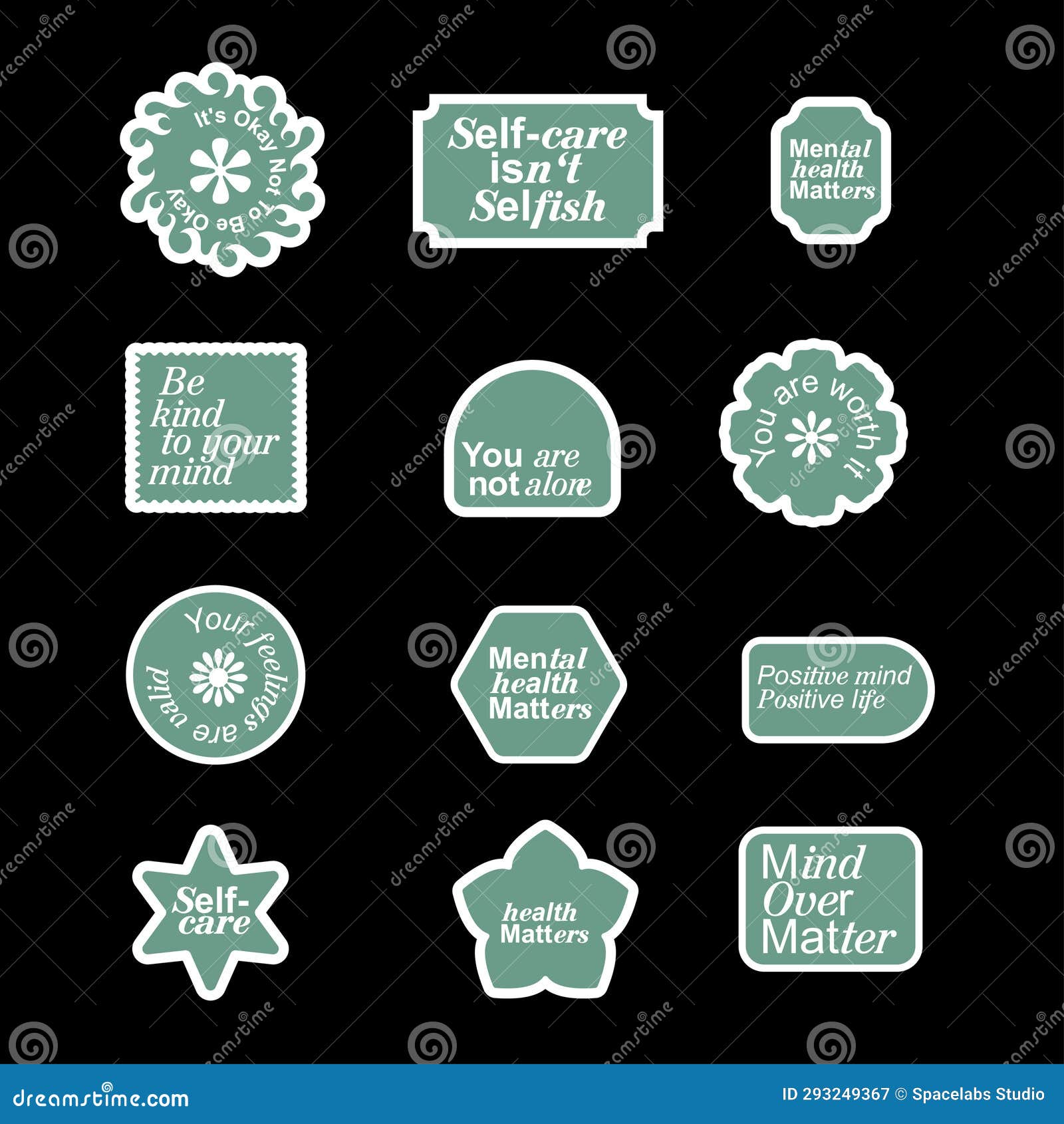 Cute Vintage Sticker Pack Aesthetic Quotes Print Design Templates Stock ...