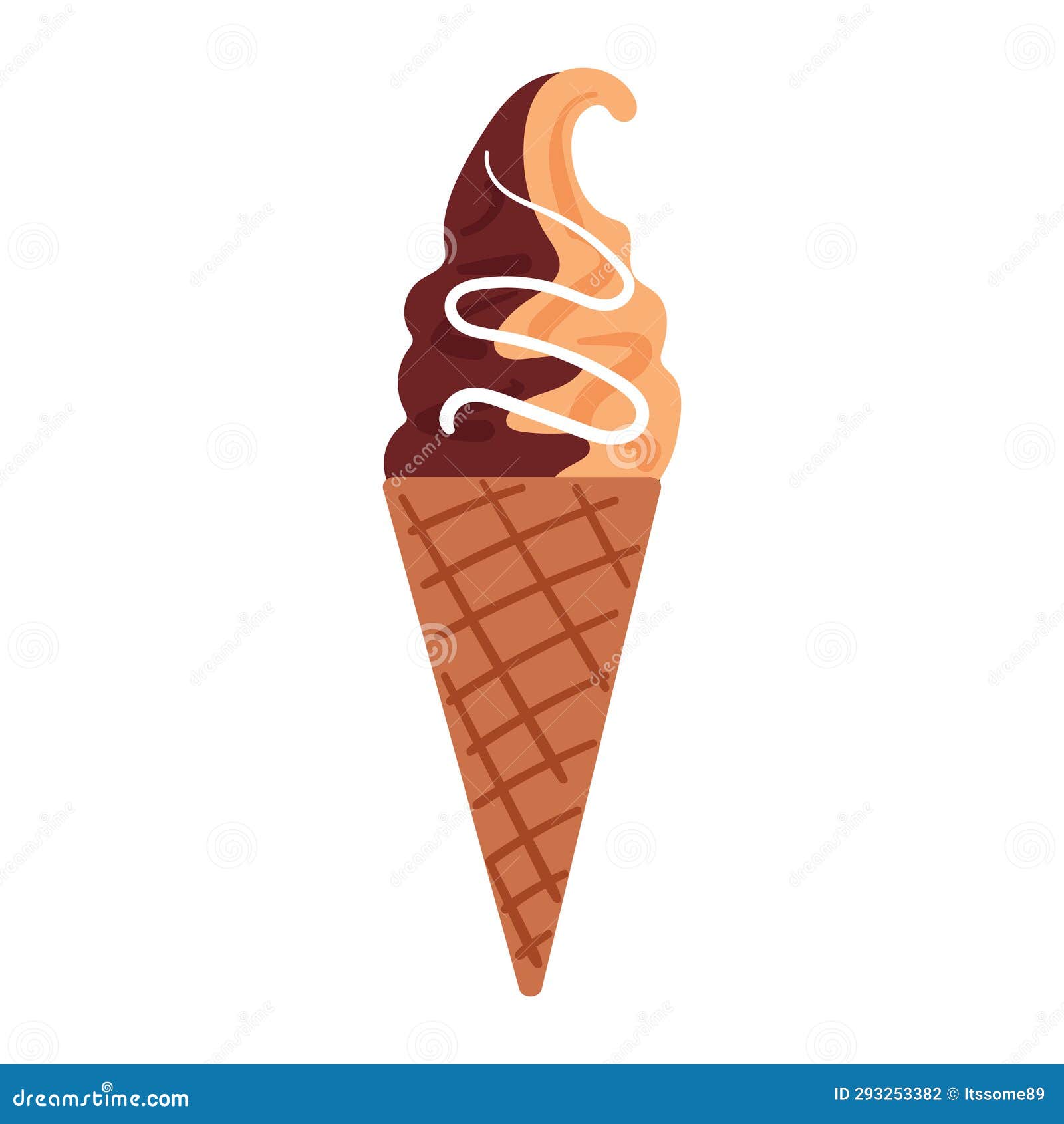 Hand Drawing Cartoon Chocolate Ice Cream Stock Vector - Illustration of ...