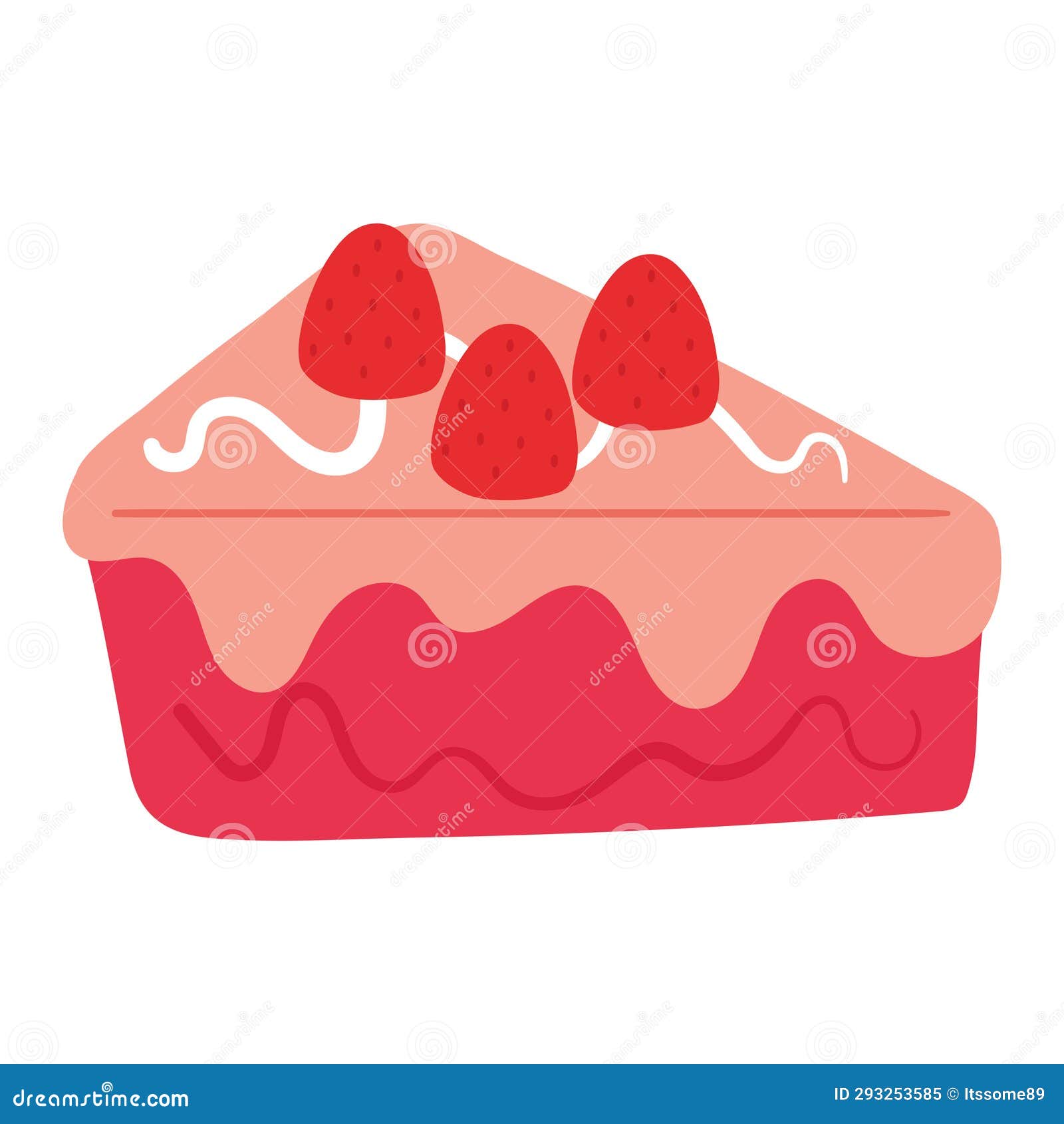Hand Drawing Cartoon Strawberry Cake Stock Vector - Illustration of ...