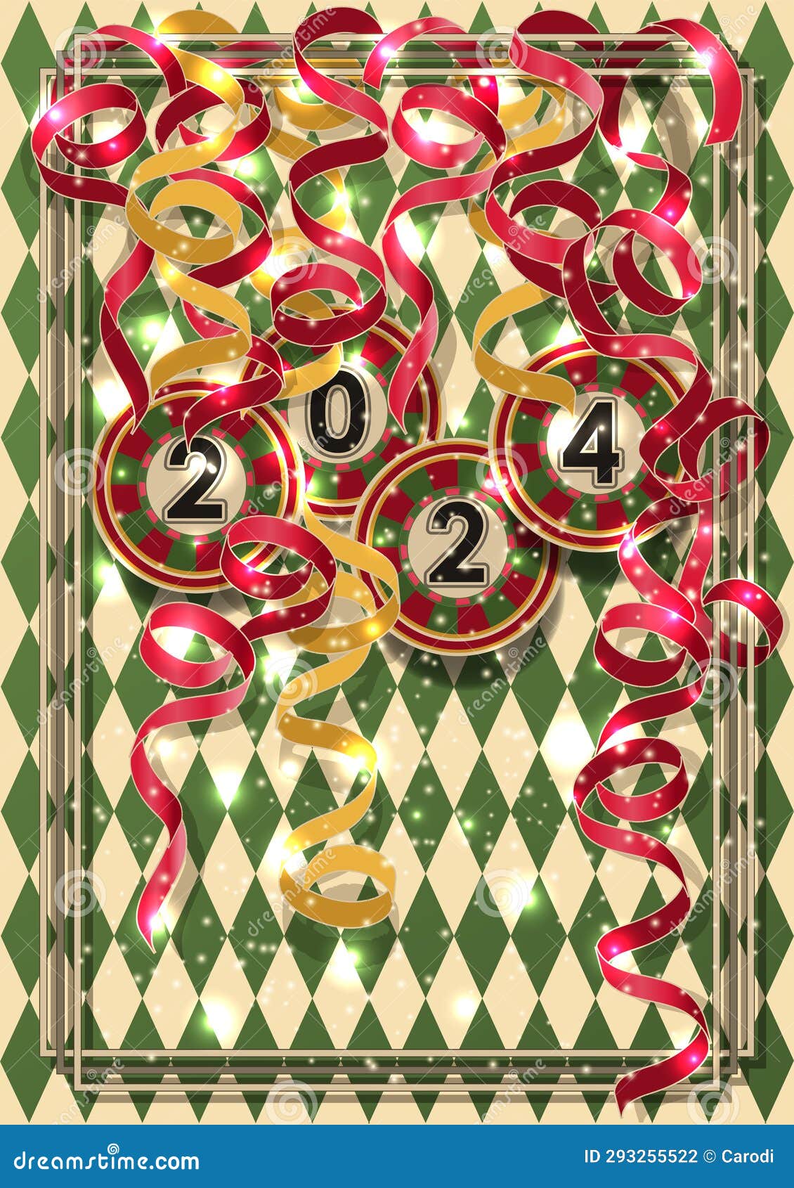 Christmas Casino Card, Poker Chip 2024 New Year. Stock Vector - Illustration of chip, holidays ...