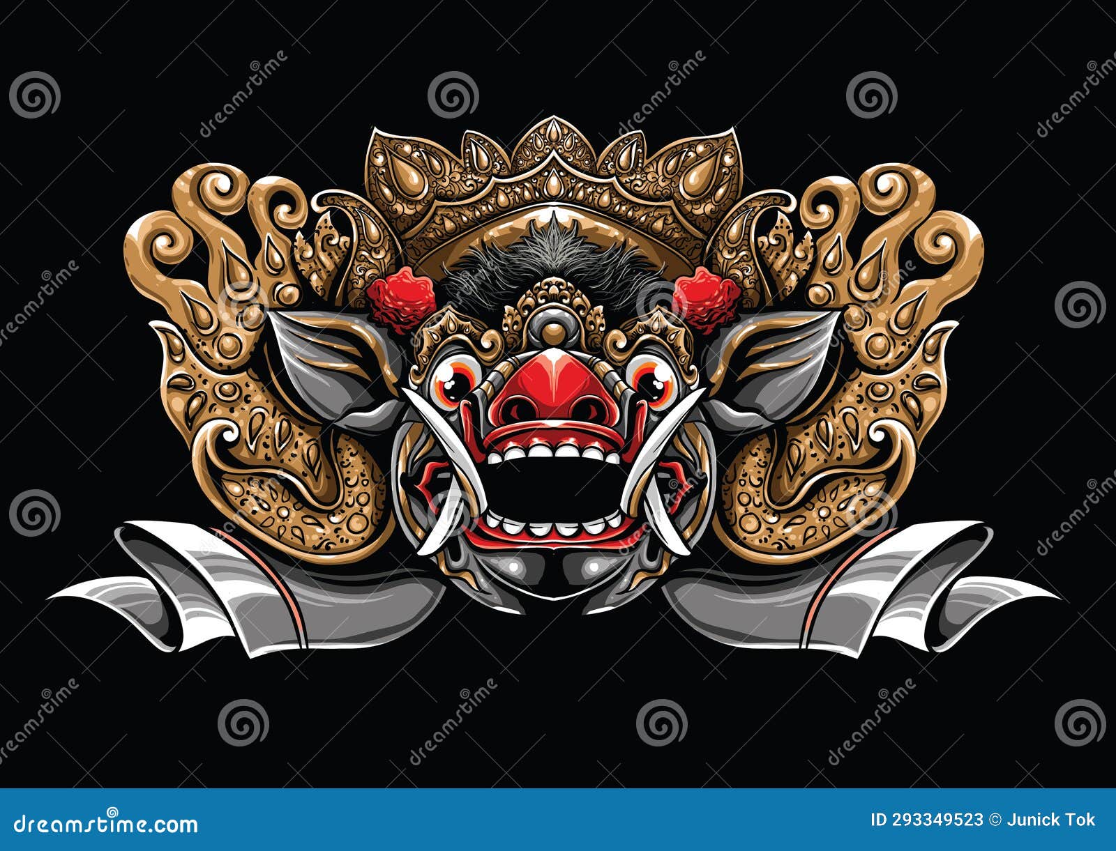Barong Bangkung Head With Sacred Geometry Vector Illustration ...