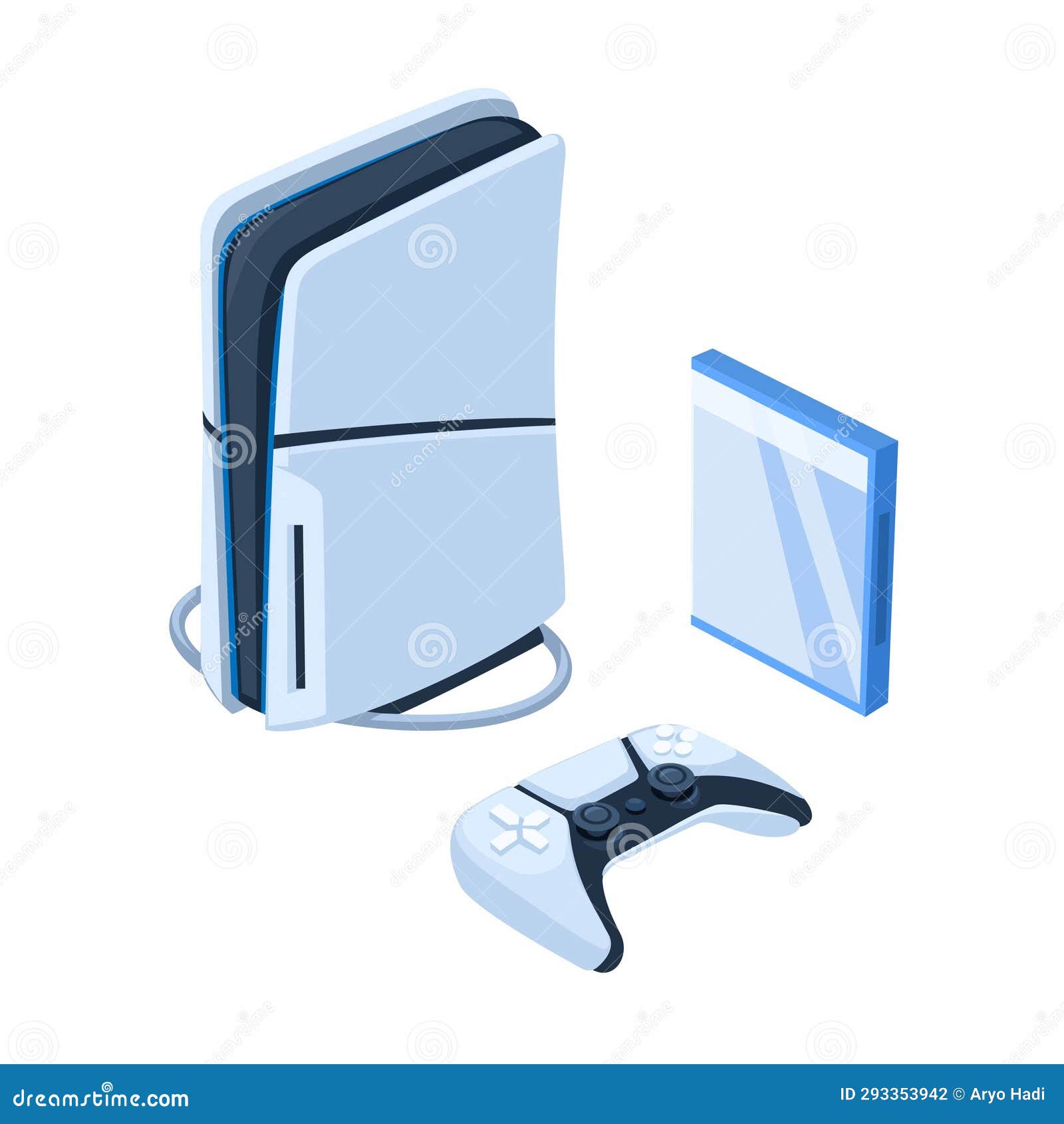 Illustration of Playstation 5 Slim Console Game Isometric Set Vector ...