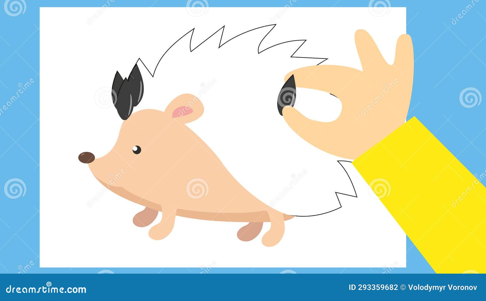 Child S Hand Making a Hedgehog Applique Stock Vector - Illustration of ...