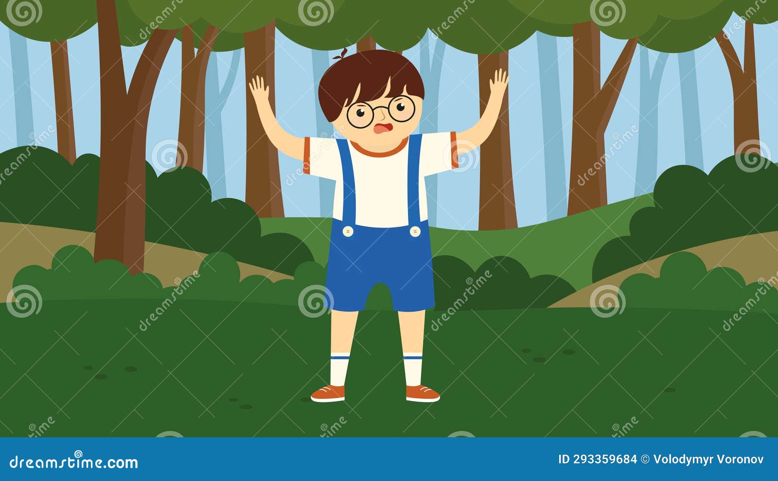 Boy in the Forest. Vector Illustration in Flat Style Stock Vector ...
