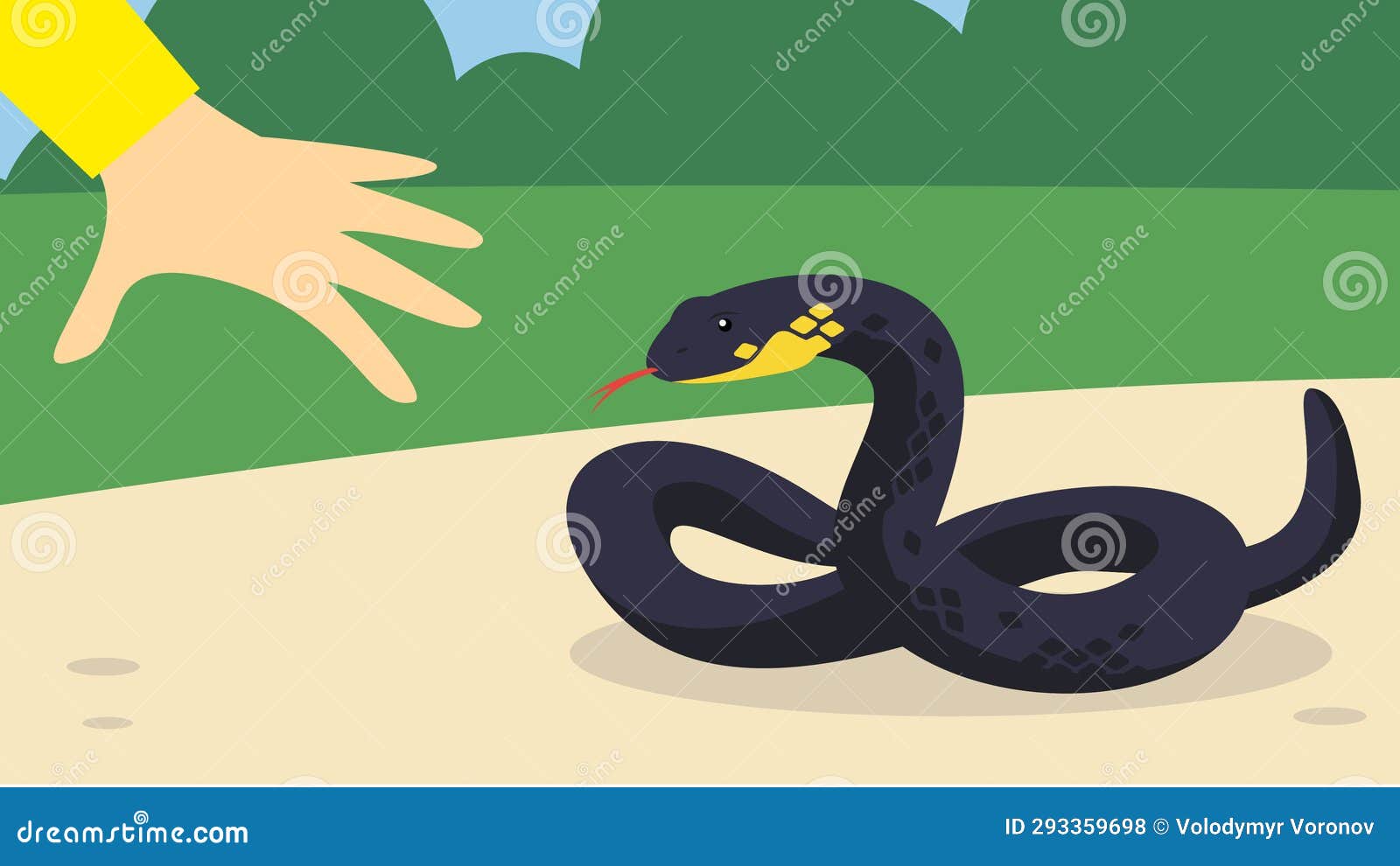 Snake in the Park. Vector Illustration Stock Vector - Illustration of ...