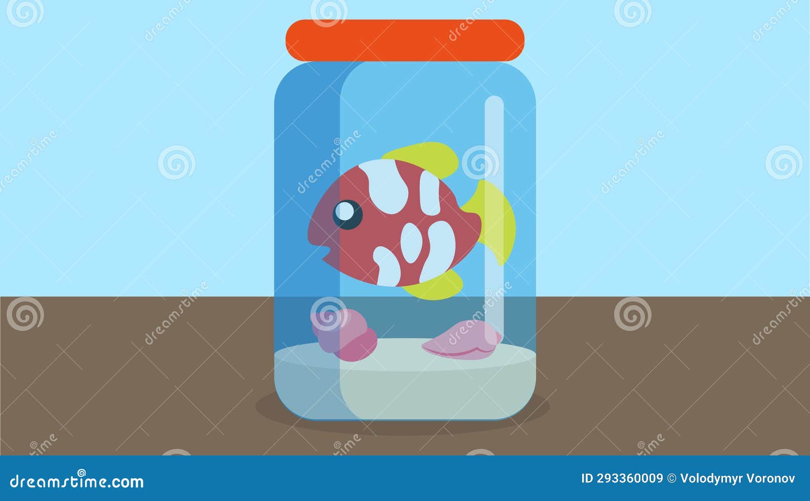 Fish in a Jar. Vector Illustration on Blue Background. Stock Vector ...