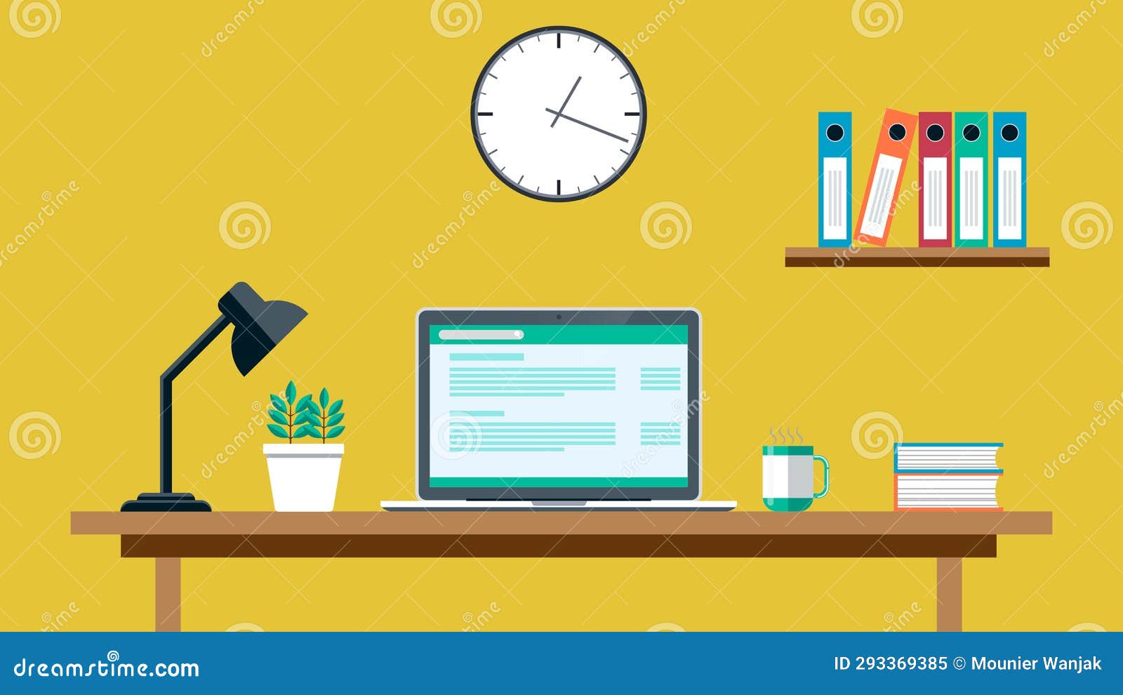 Flat Design Vector Illustration Concept of Workspace Stock Illustration ...