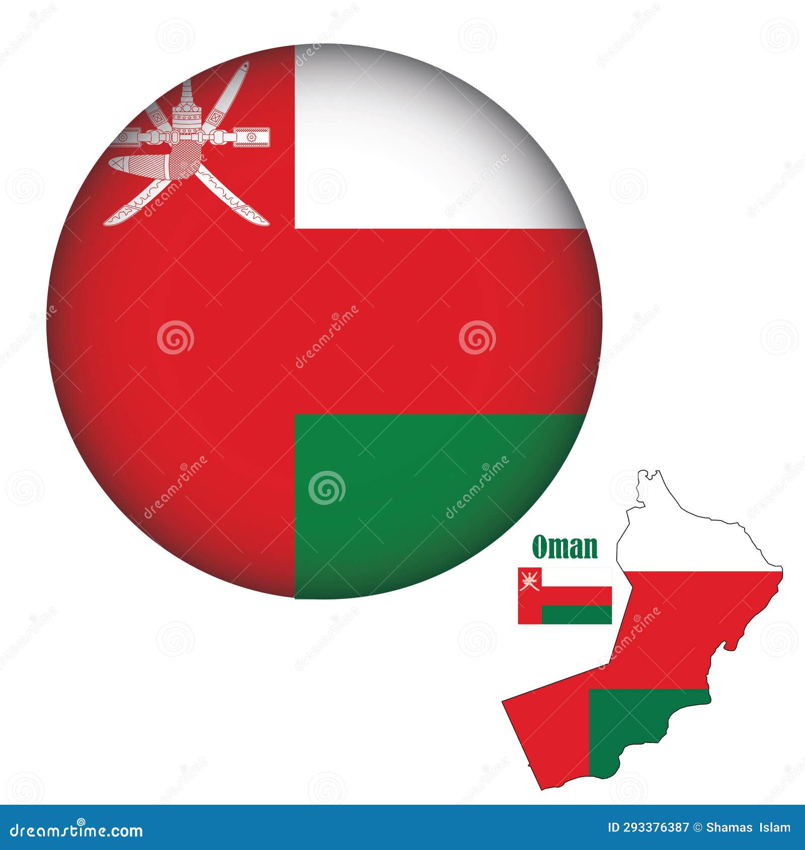 Oman Flag Round Shape Vector Stock Vector - Illustration of europe ...