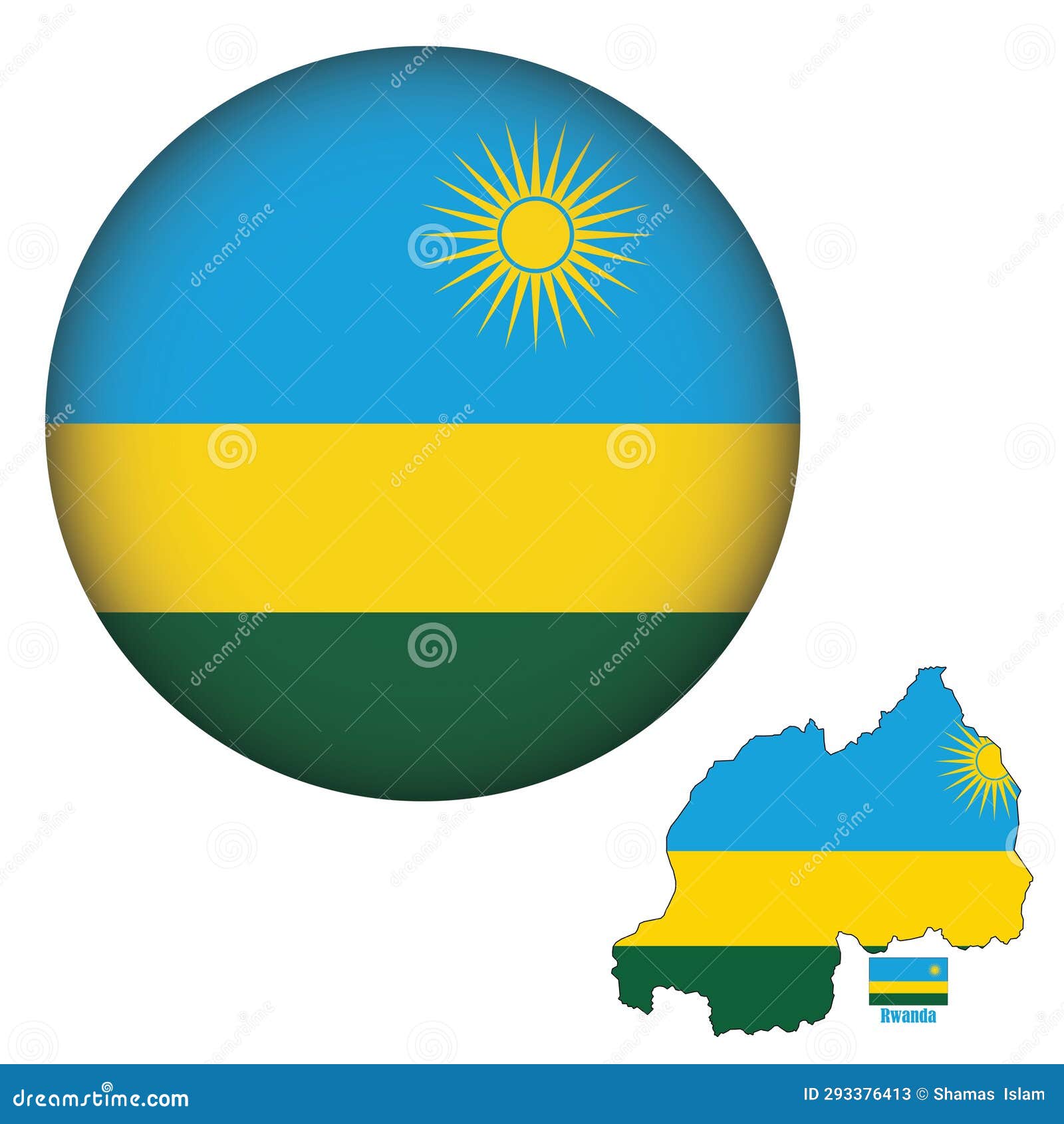 Rwanda Flag Round Shape Vector Stock Vector - Illustration of badge ...