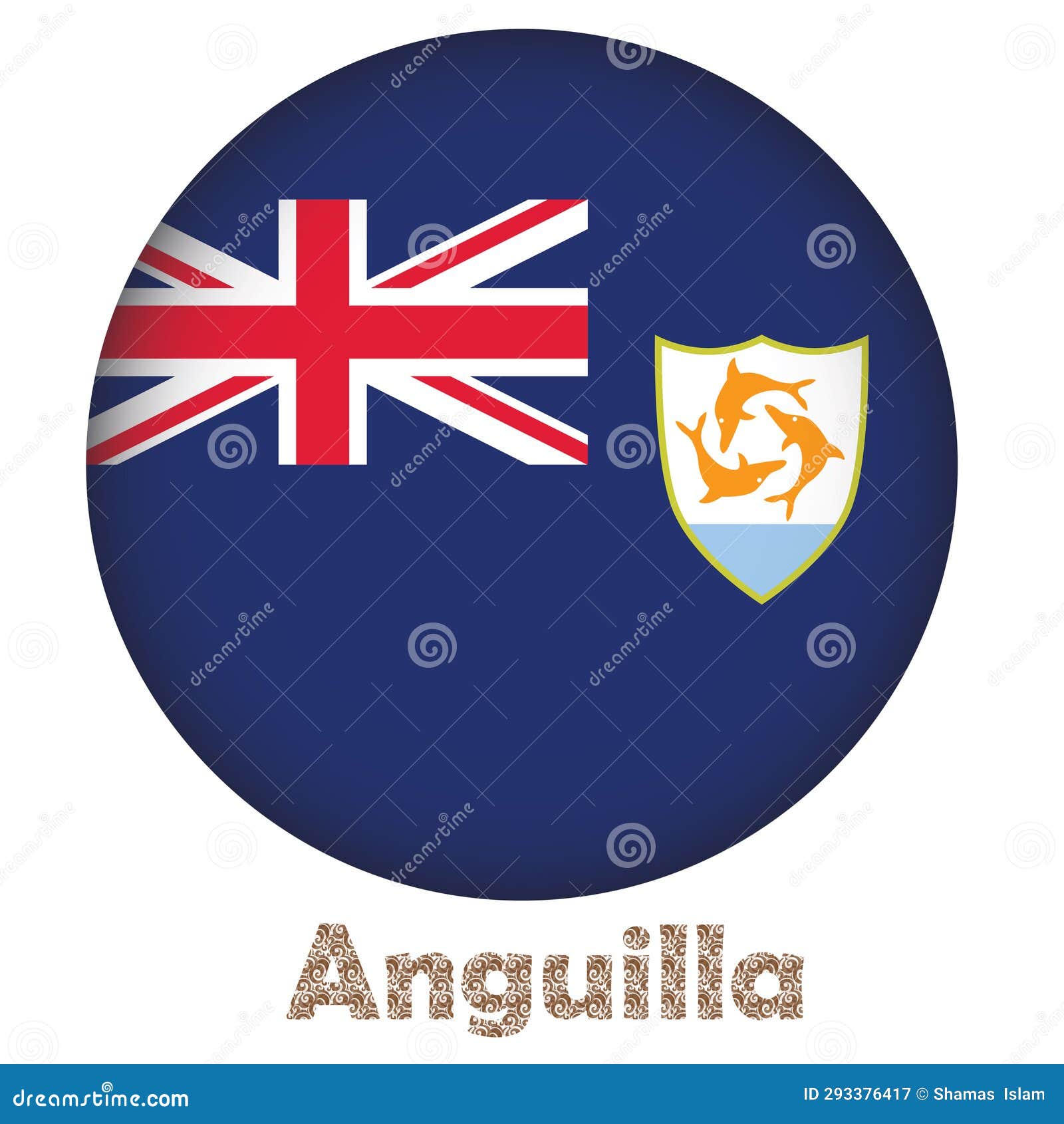 Anguilla Flag Round Shape Vector Stock Vector - Illustration of banner ...