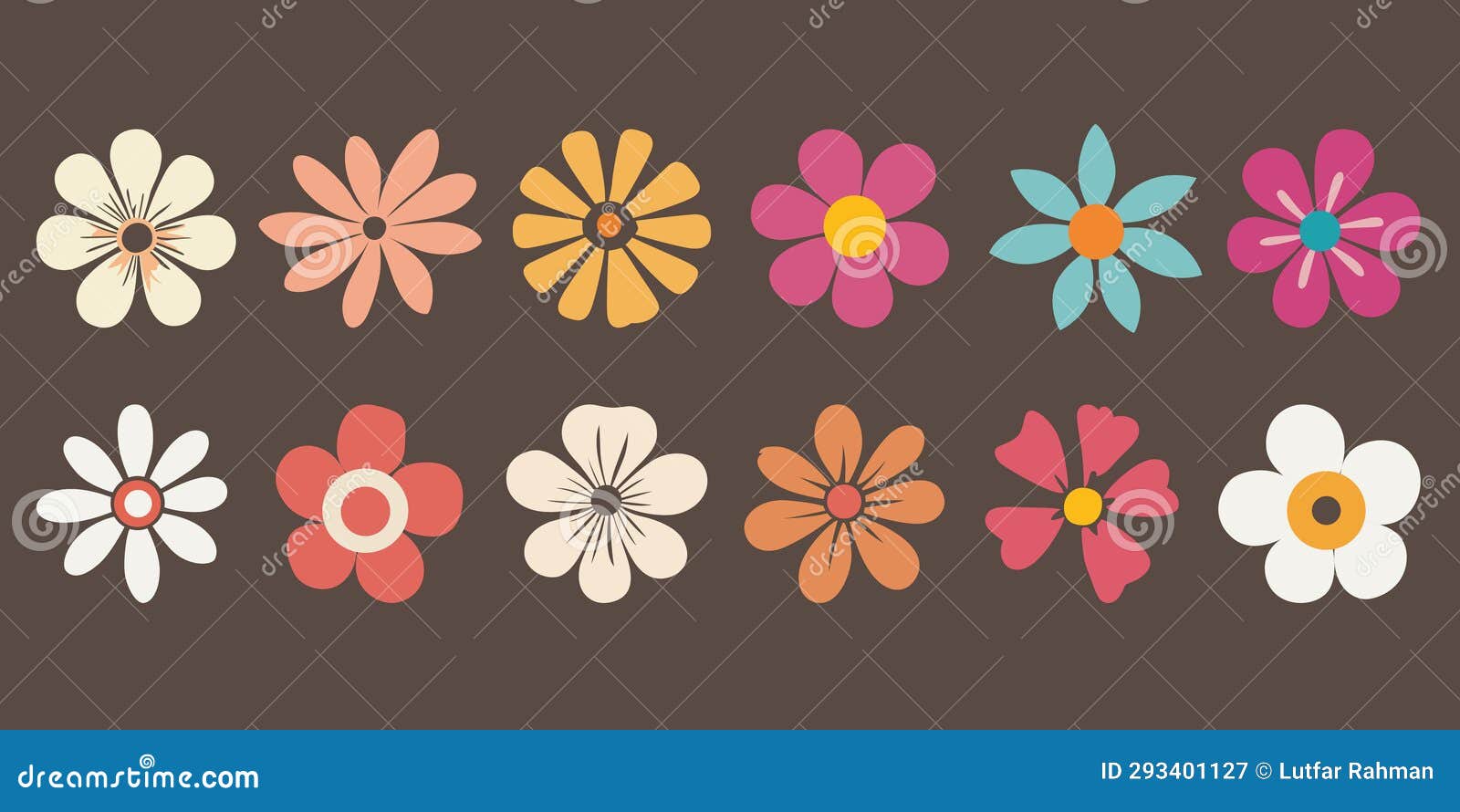 A Collection of Straightforward Flower Vector Icons, a Vector of a Flat ...