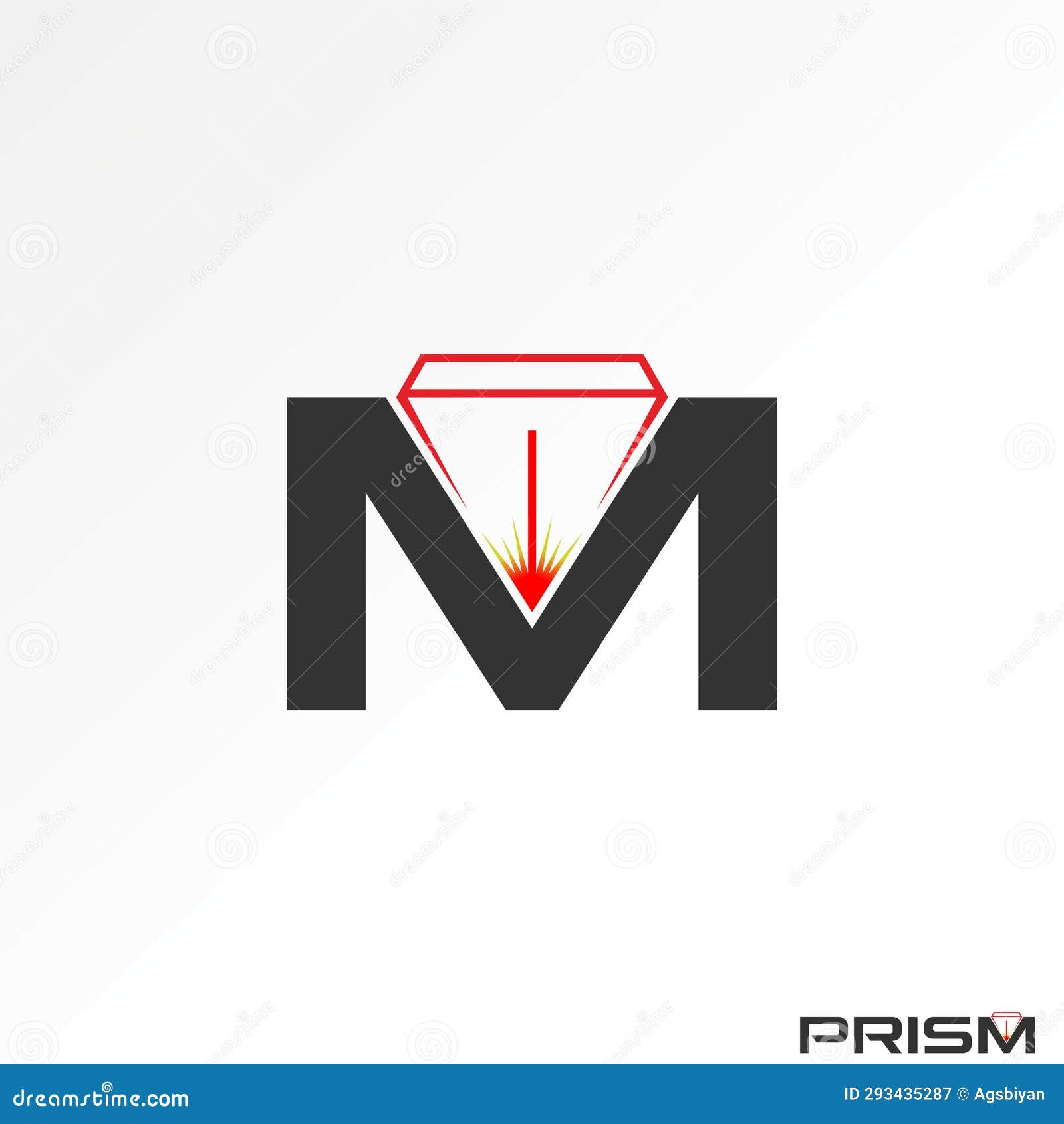 Unique Initial M Font with Lines Pyramid Prism. Related To Monogram ...