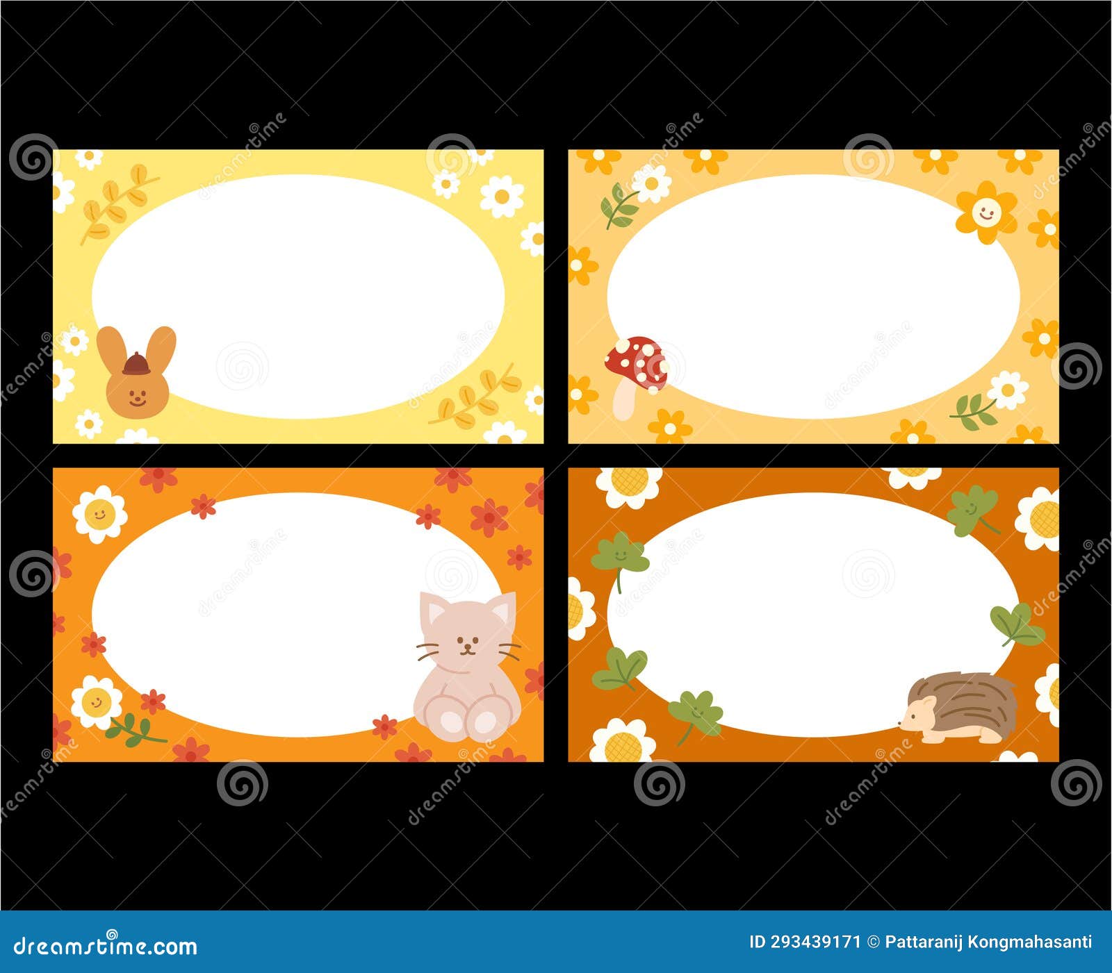 Set of Autumn Banners, Frames, Name Tags, Notepads, Memo, Sticky Notes ...