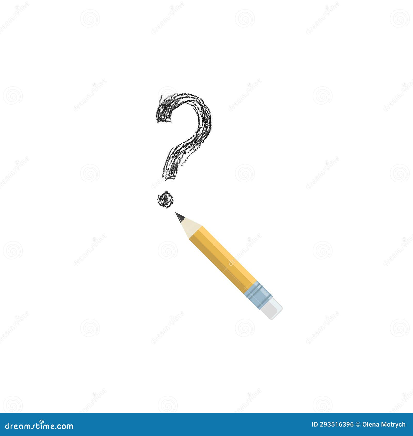 Vector Graphite Pencil Draws Question Mark On White Background. Great ...