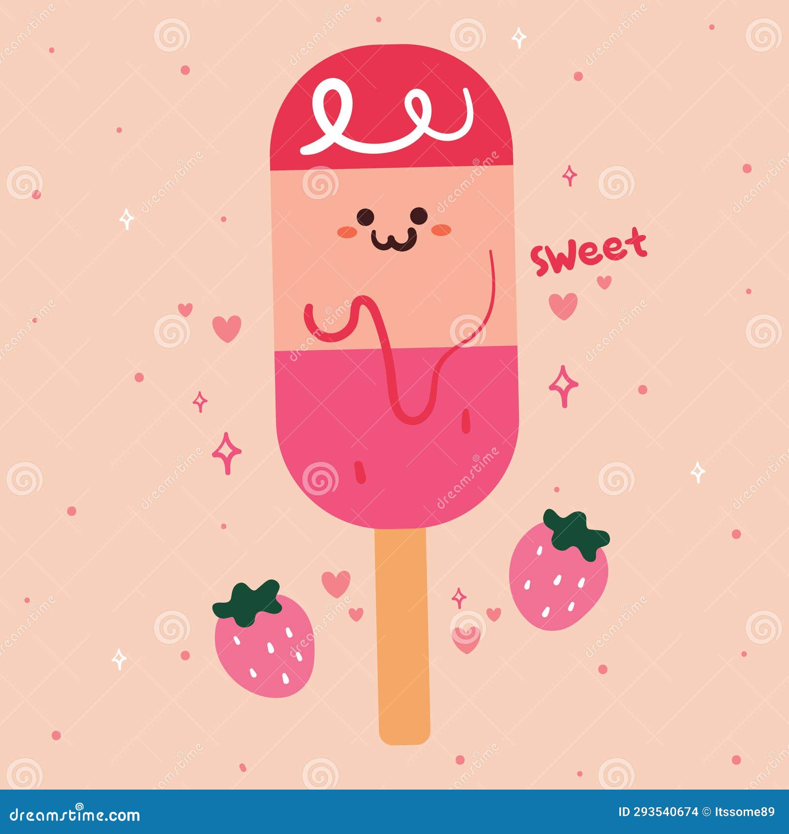 Cute Hand Drawing Cartoon Popsicle Ice Cream Stock Vector ...
