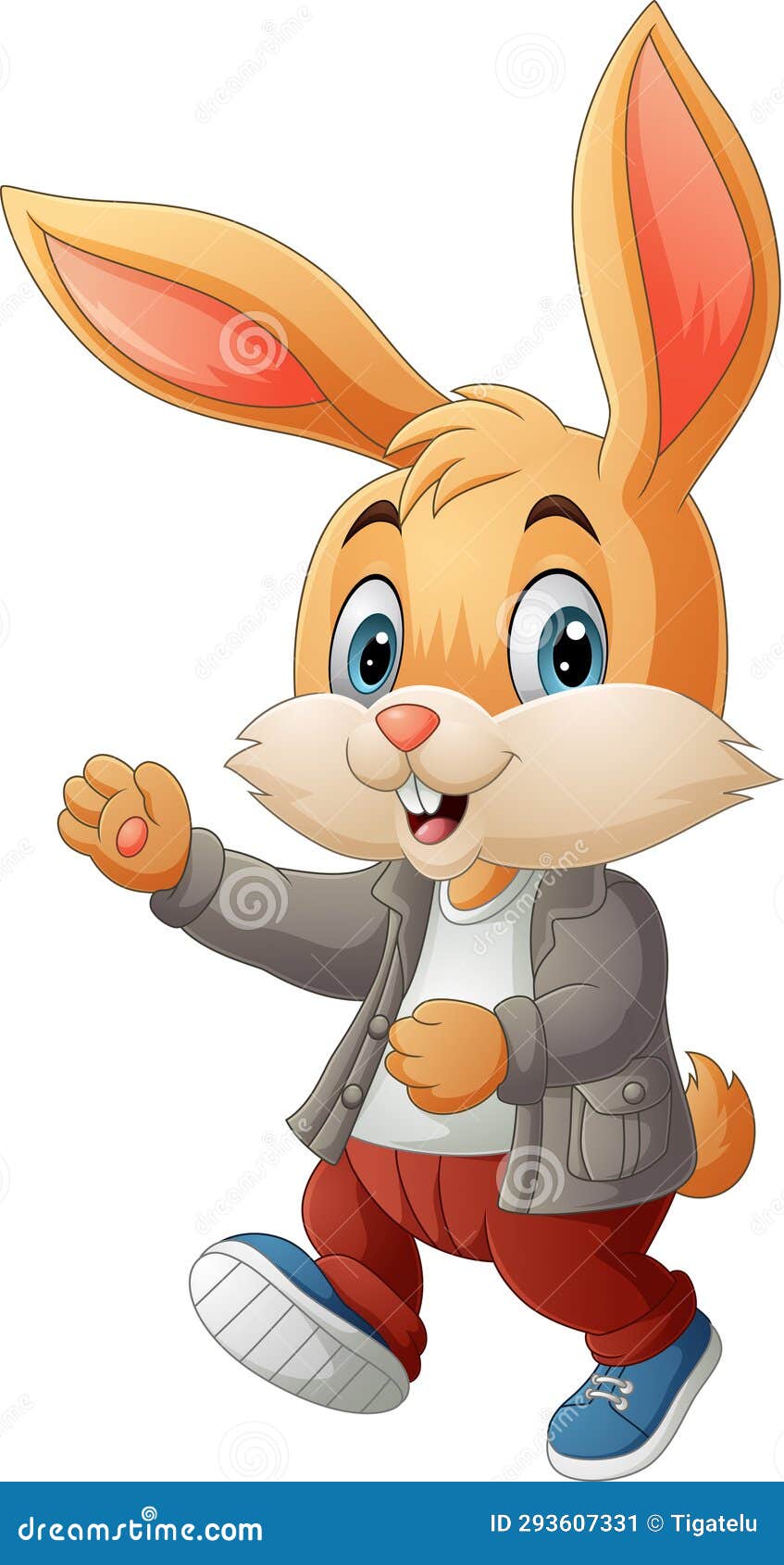 Cartoon Happy Rabbit on White Background Stock Vector - Illustration of ...